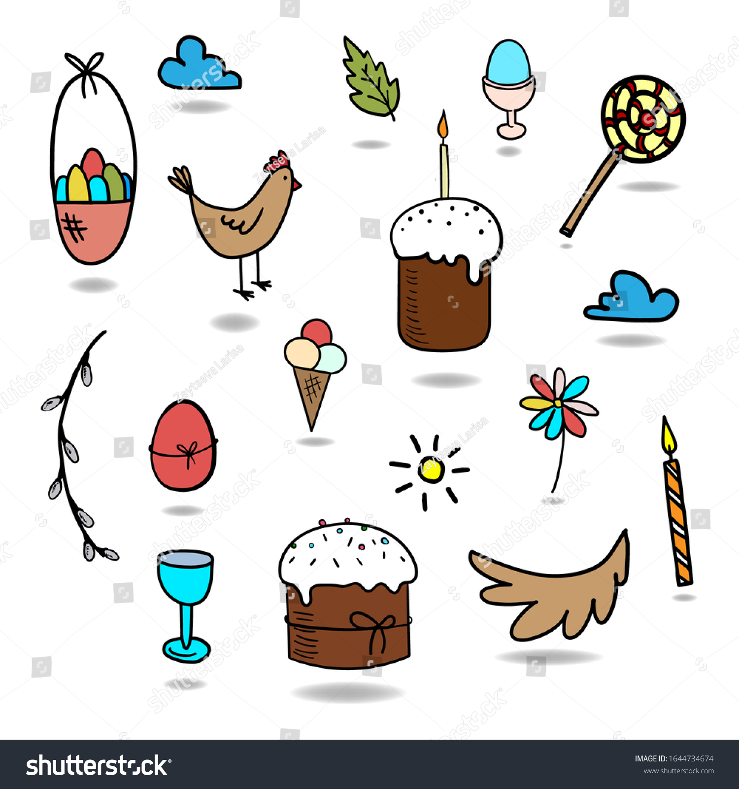 Cartoon Easter Set Design Easter Isolate Stock Vector (Royalty Free ...