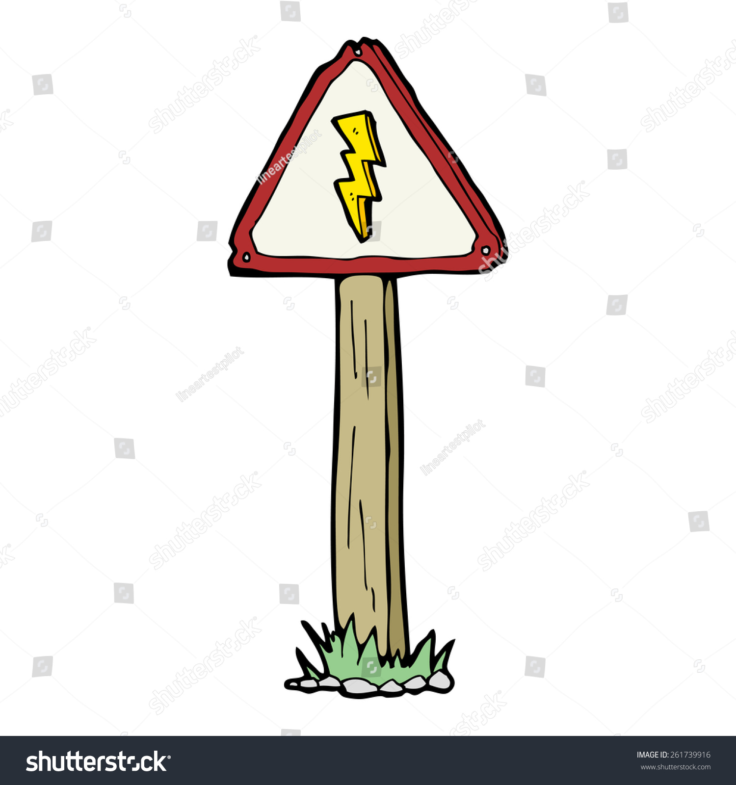 Cartoon Electrical Warning Sign Stock Vector (Royalty Free) 261739916