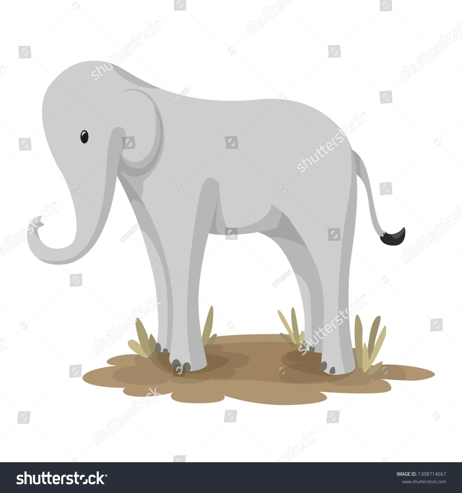 Cartoon Elephant Side View Stock Vector (Royalty Free) 1308714667 ...