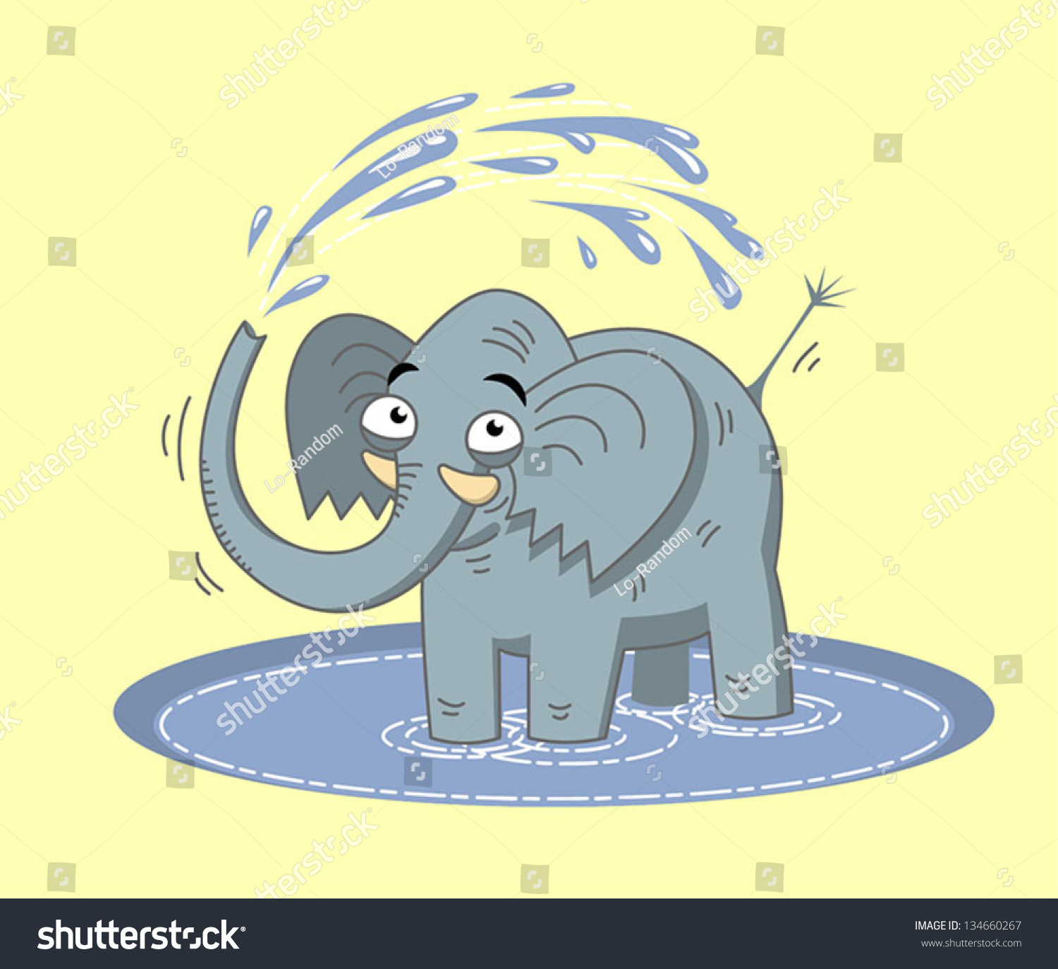 Cartoon Elephant Taking Bath Vector Illustration Stock Vector (Royalty ...