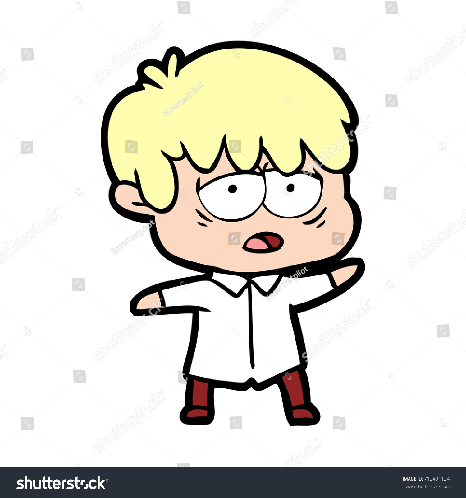 Cartoon Exhausted Boy Stock Vector (Royalty Free) 712491124 | Shutterstock