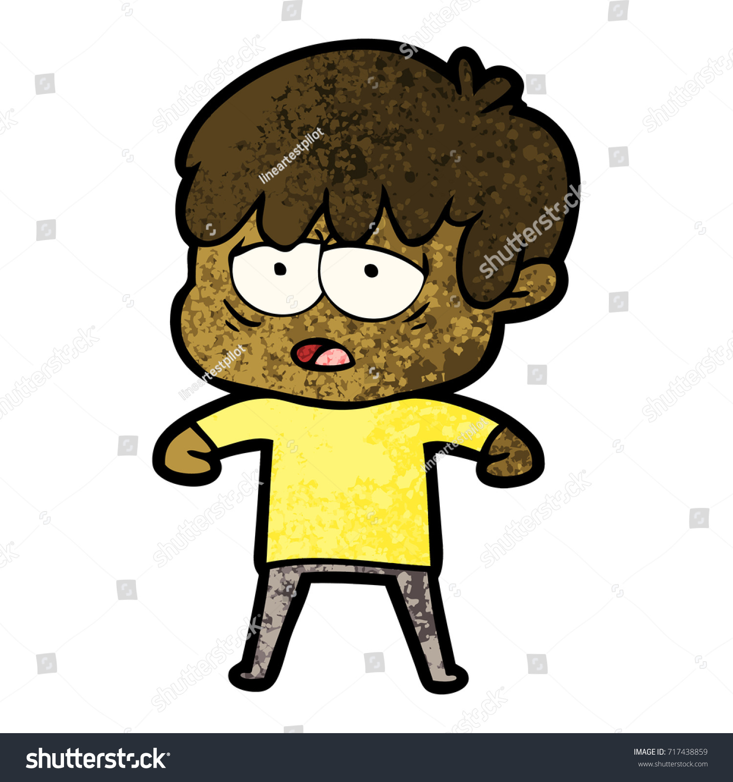Cartoon Exhausted Boy Stock Vector (Royalty Free) 717438859 | Shutterstock
