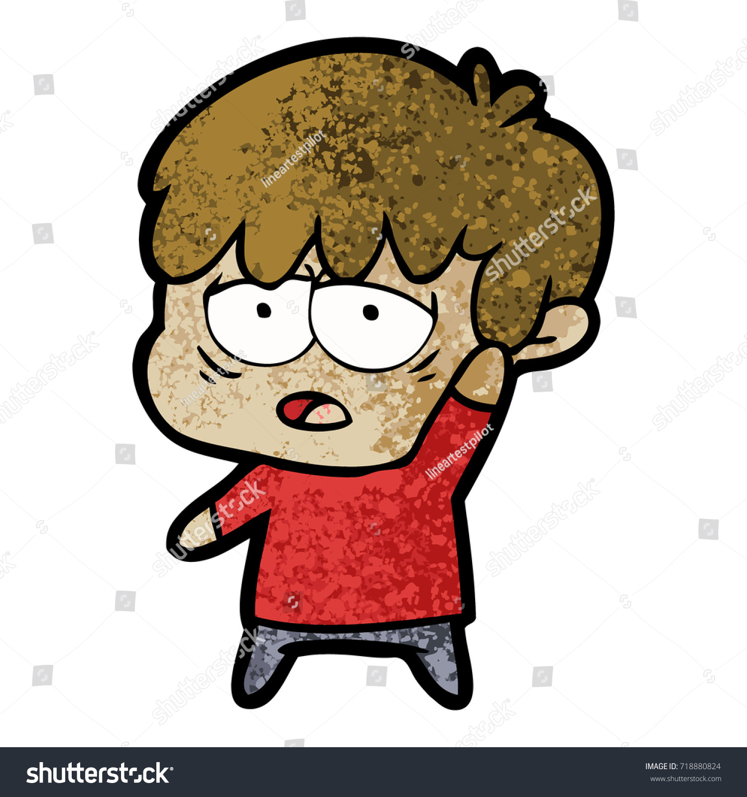 Cartoon Exhausted Boy Stock Vector (Royalty Free) 718880824 | Shutterstock