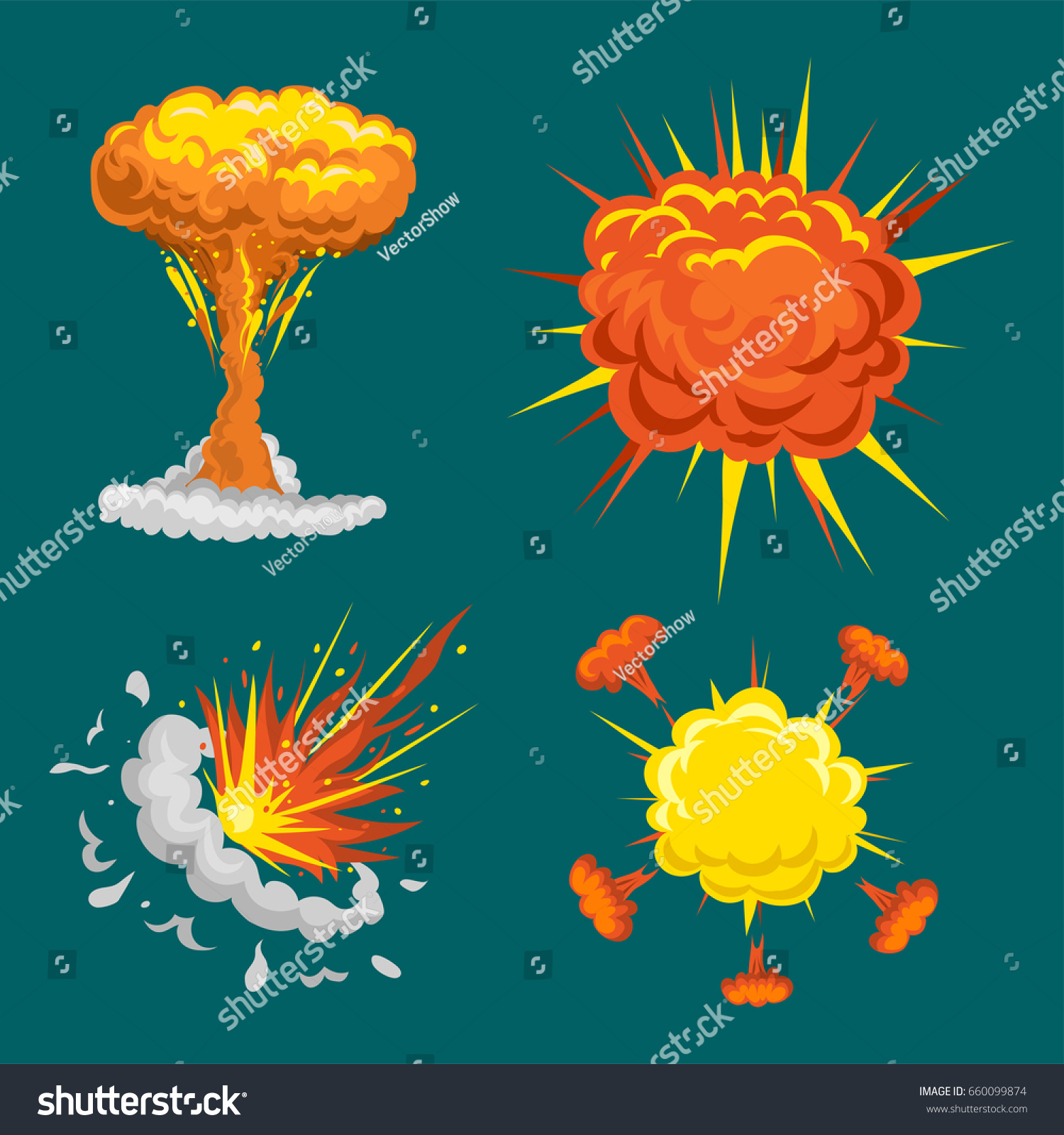 Cartoon Explosion Boom Effect Animation Game Stock Vector (Royalty Free ...