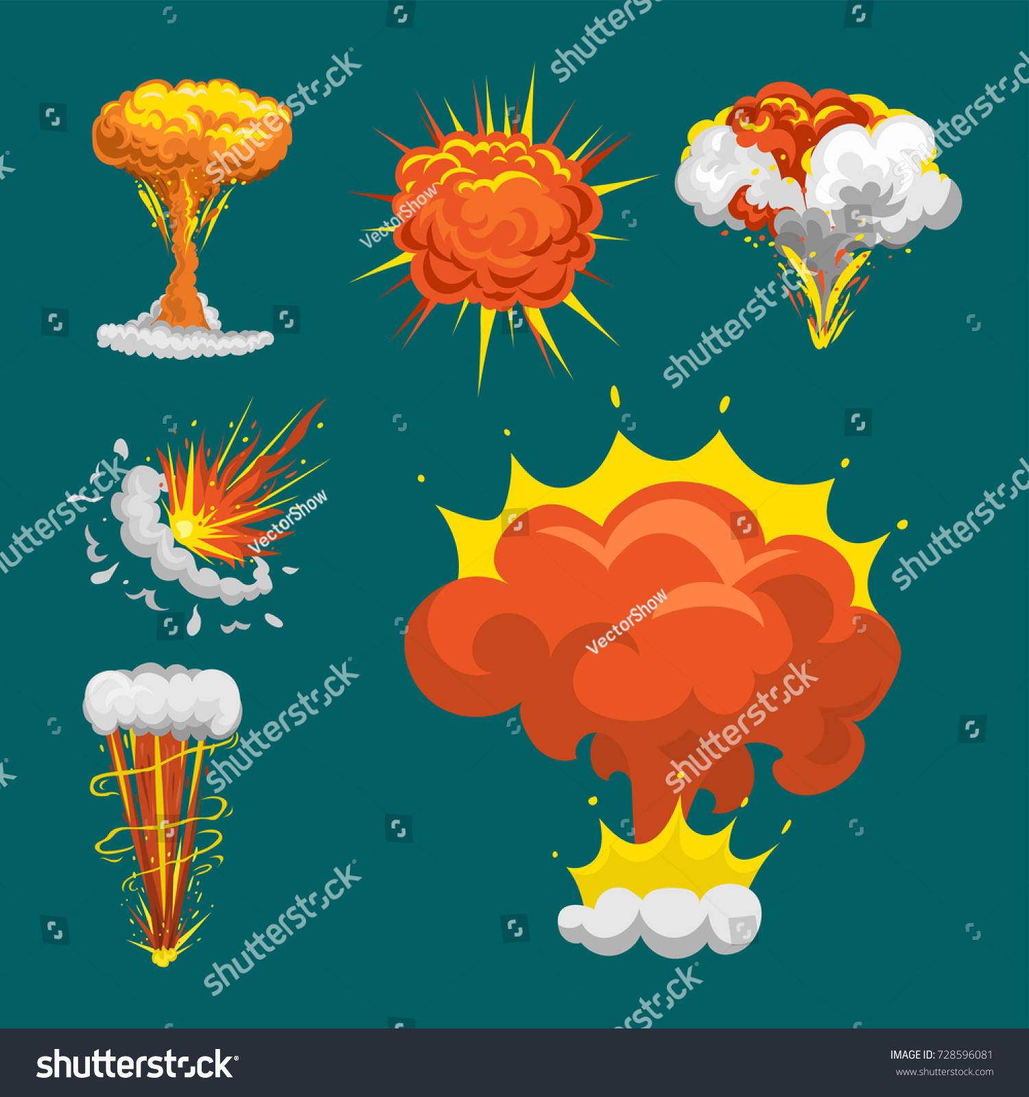 Cartoon Explosion Boom Effect Flame Vector Stock Vector (Royalty Free ...