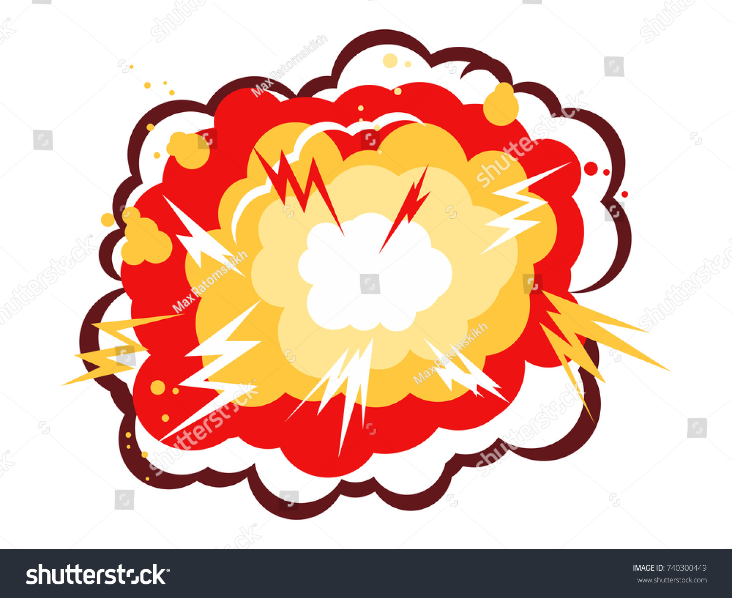 Cartoon Explosion Boom Flame Vector Illustration 스톡 벡터(로열티 프리 ...