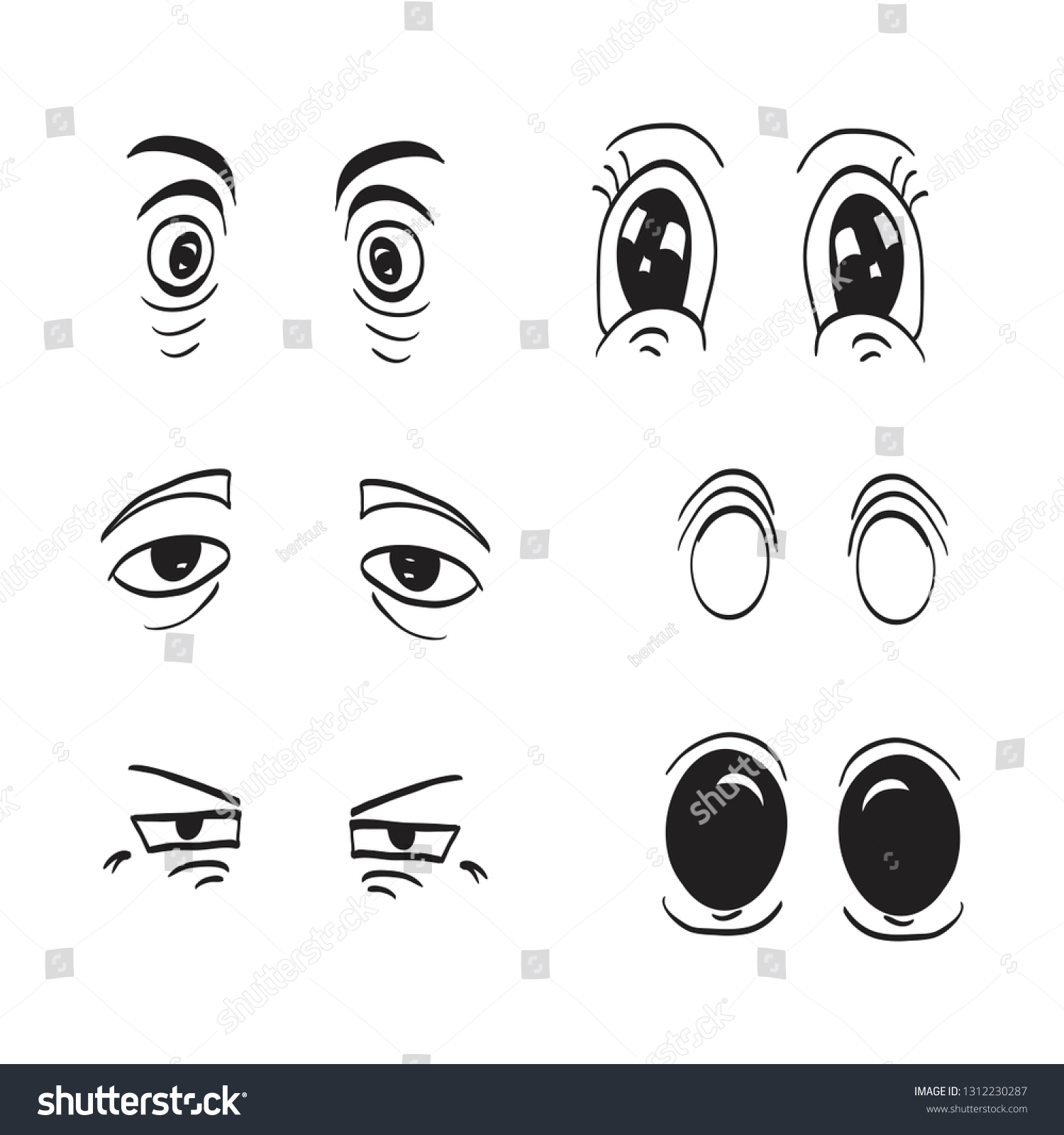 Cartoon Eyes Vector 스톡 벡터(로열티 프리) 1312230287 | Shutterstock