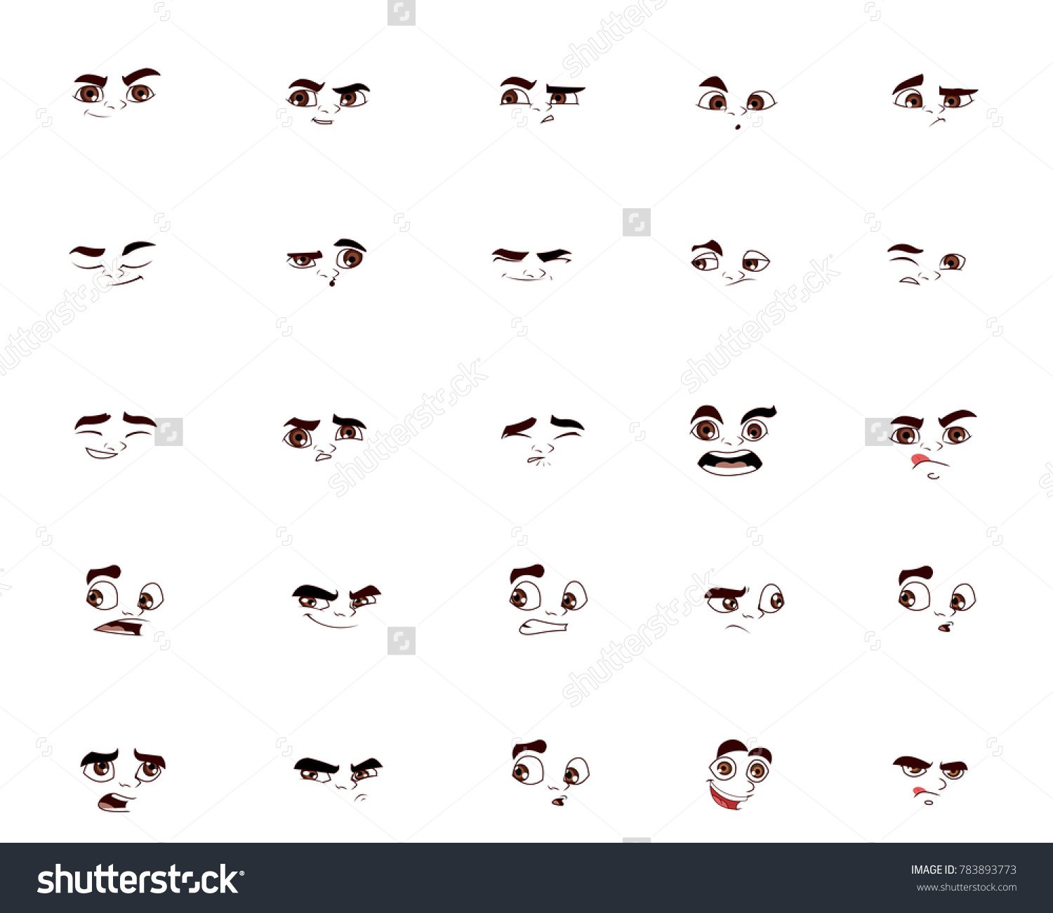 Cartoon Face Expressions Stock Vector (Royalty Free) 783893773 ...