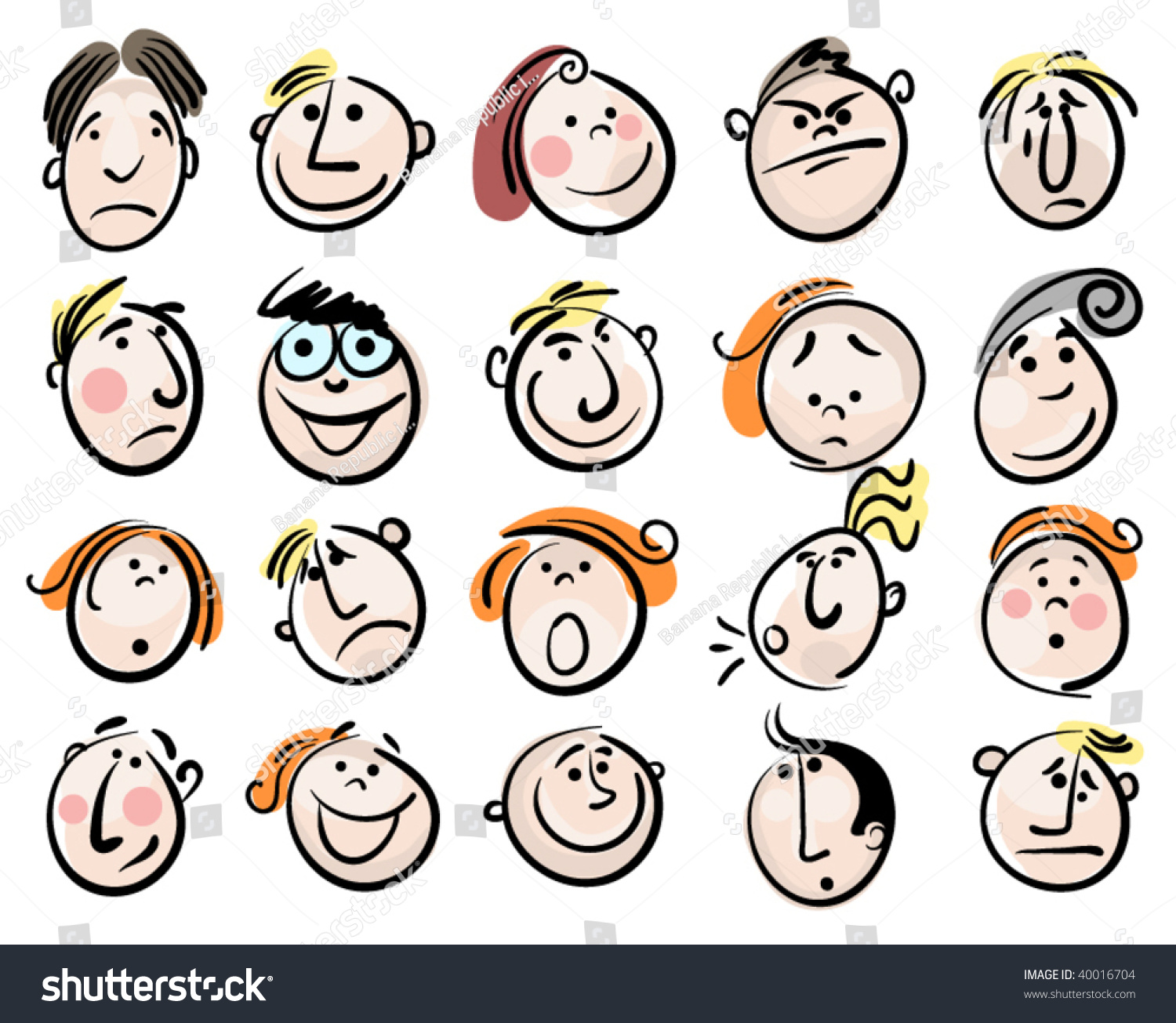 Cartoon Face Vector People Stock Vector 40016704 - Shutterstock