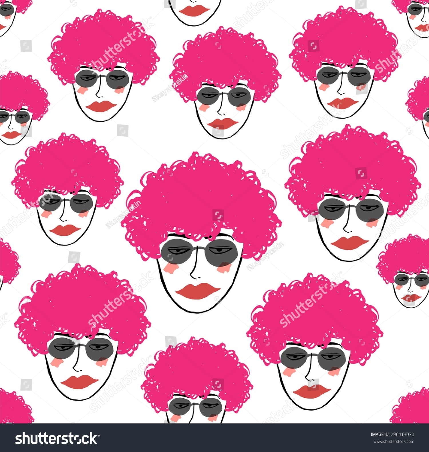 Cartoon Faces Crowd Doodle Handdrawn Seamless Stock Vector (Royalty ...