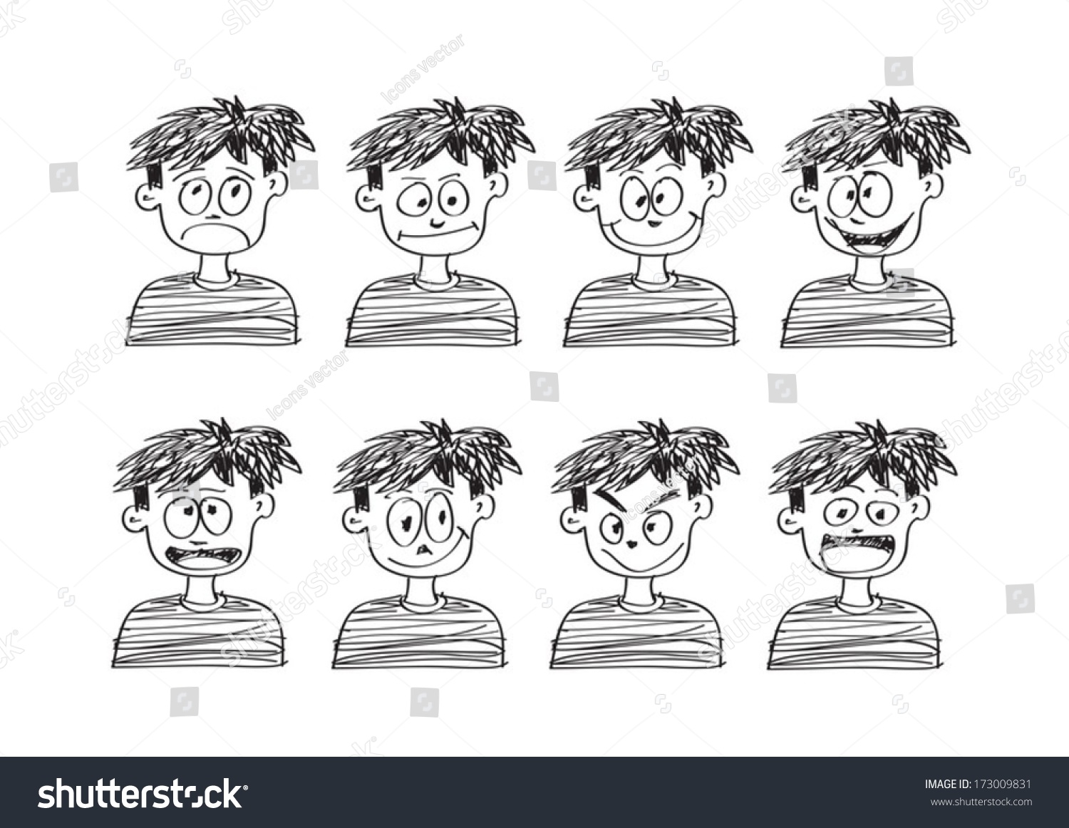 Cartoon Faces Set Vector Art Illustration Stock Vector (Royalty Free ...