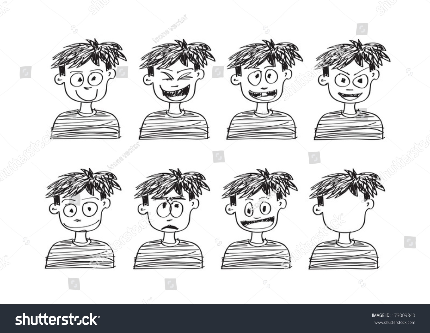 Cartoon Faces Set Vector Art Illustration Stock Vector (Royalty Free ...