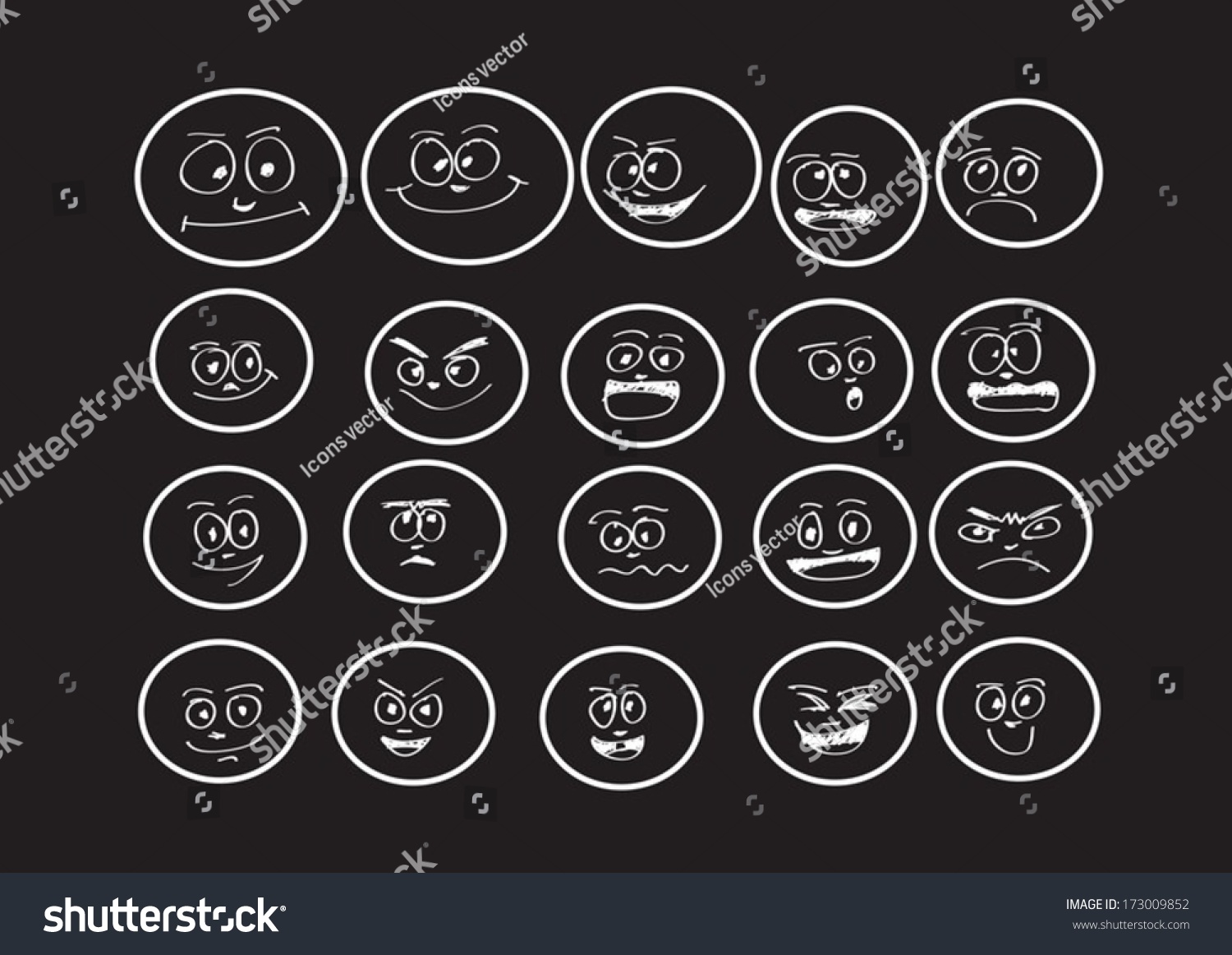 Cartoon Faces Set Vector Art Illustration 스톡 벡터(로열티 프리) 173009852 ...