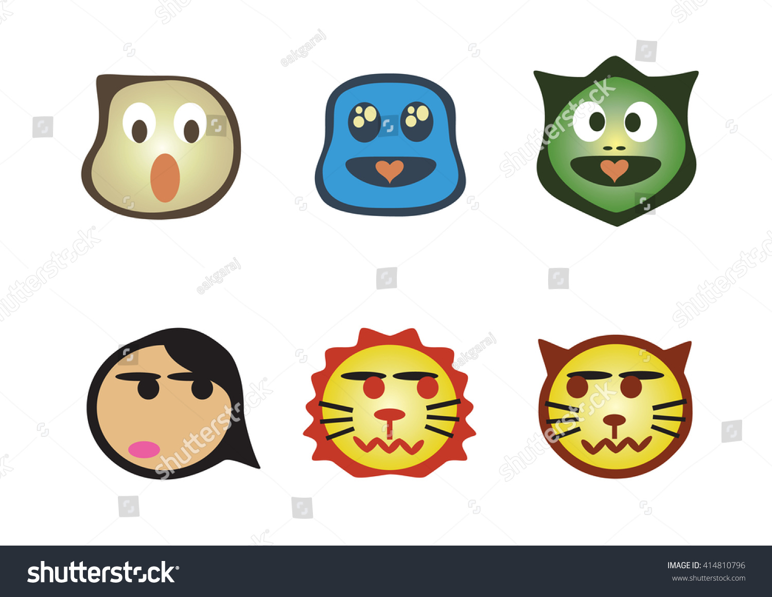 Cartoon Faces Difference Emotions Vector Faces Stock Vector (Royalty ...