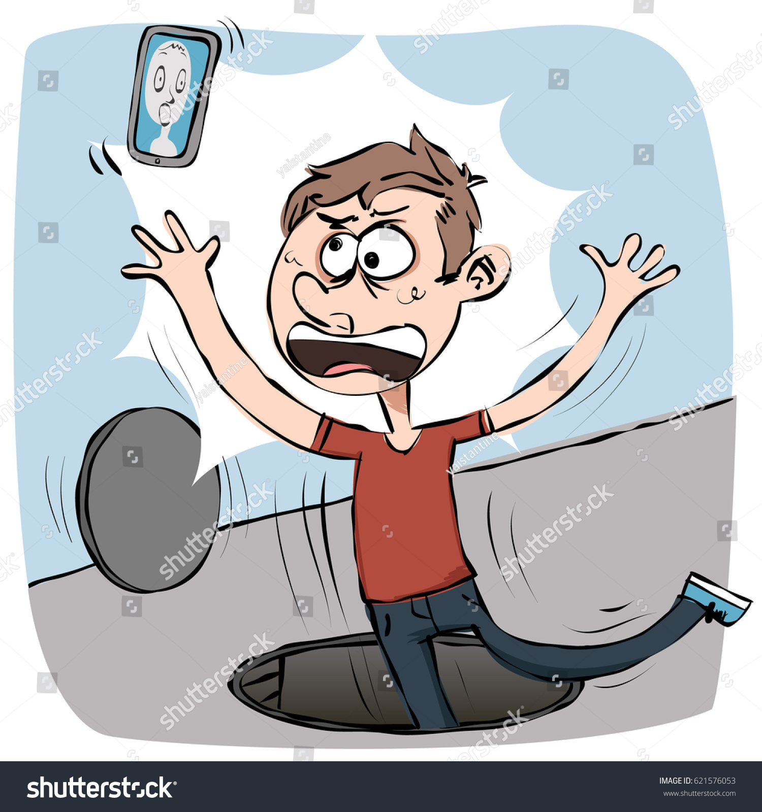 Cartoon Falling Manhole Stock Vector (Royalty Free) 621576053 ...