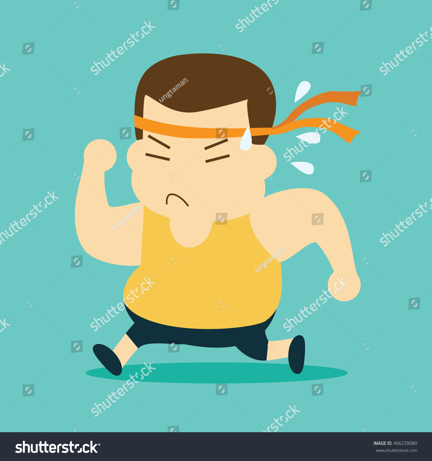 Cartoon Fat Man Running: Stock-Vektorgrafik (Lizenzfrei) 466239080 ...