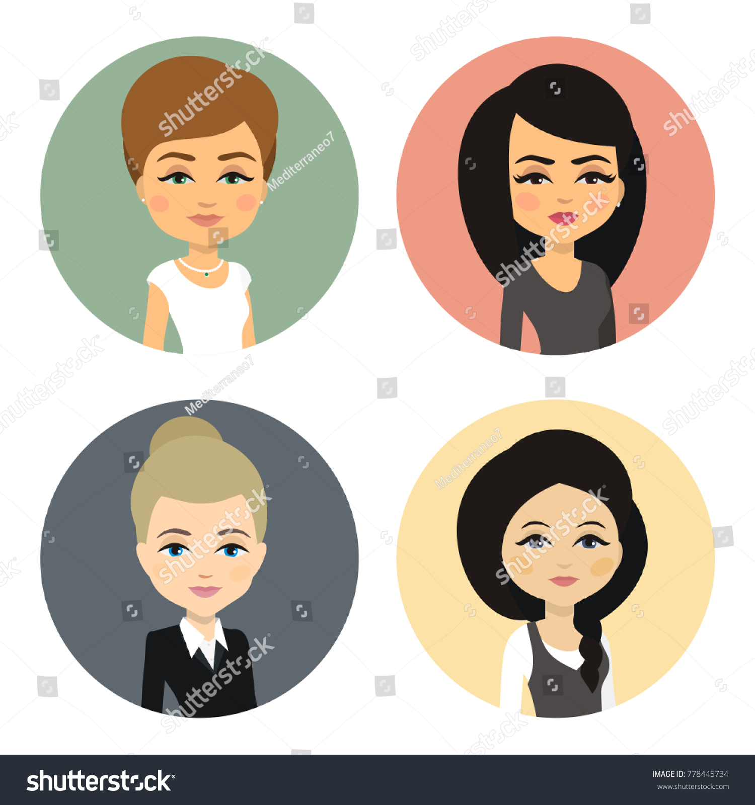 Cartoon Female Avatar Set Vector Image Stock Vector (Royalty Free ...