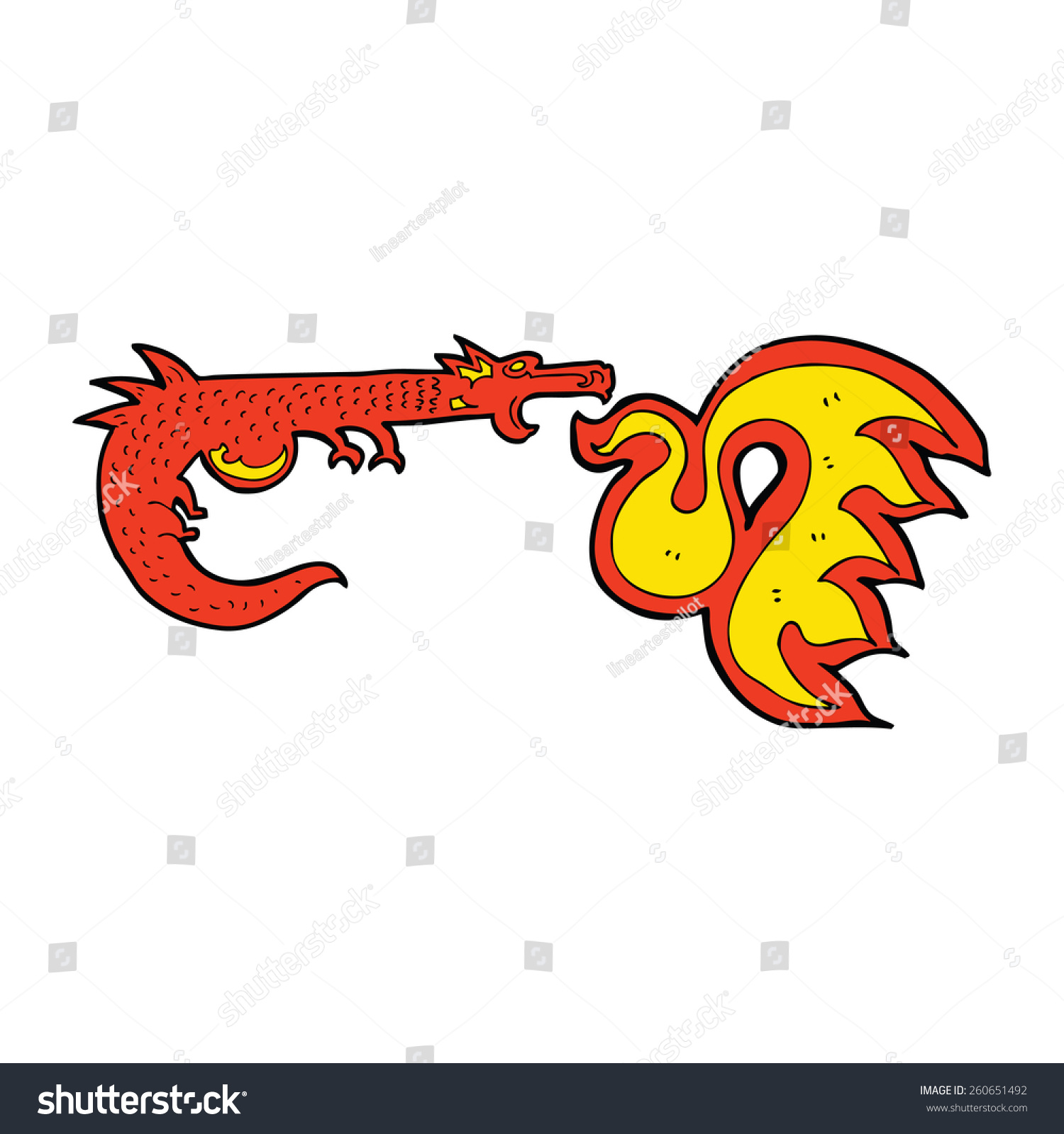 Cartoon Fire Breathing Dragon Stock Vector (Royalty Free) 260651492 ...