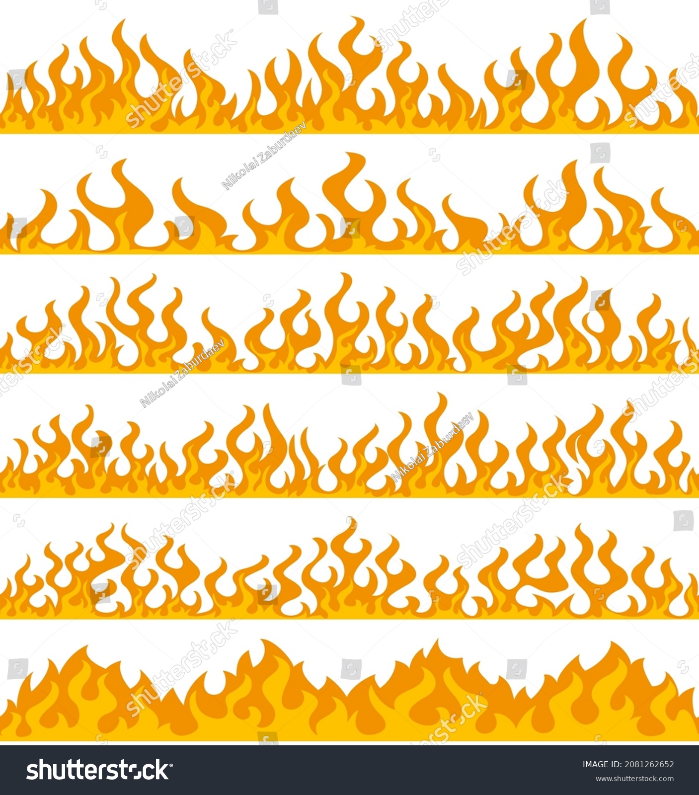 Cartoon Fire Flame Frame Borders Design Stock Vector (Royalty Free ...