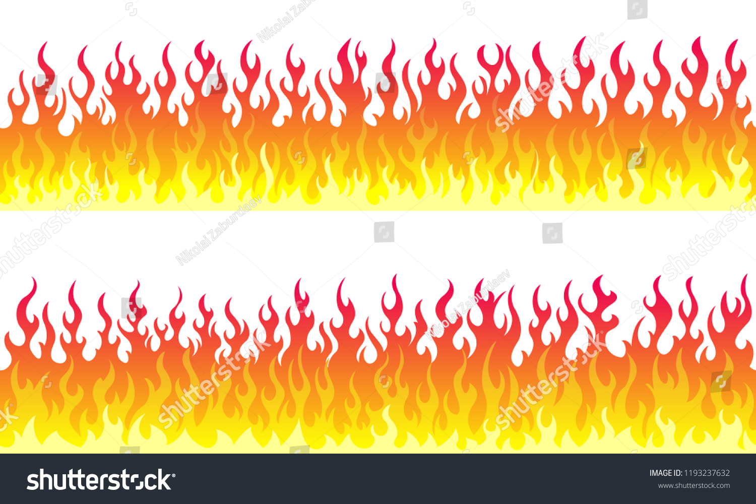 Cartoon Fire Flame Frame Borders Seamless: vector de stock (libre de ...
