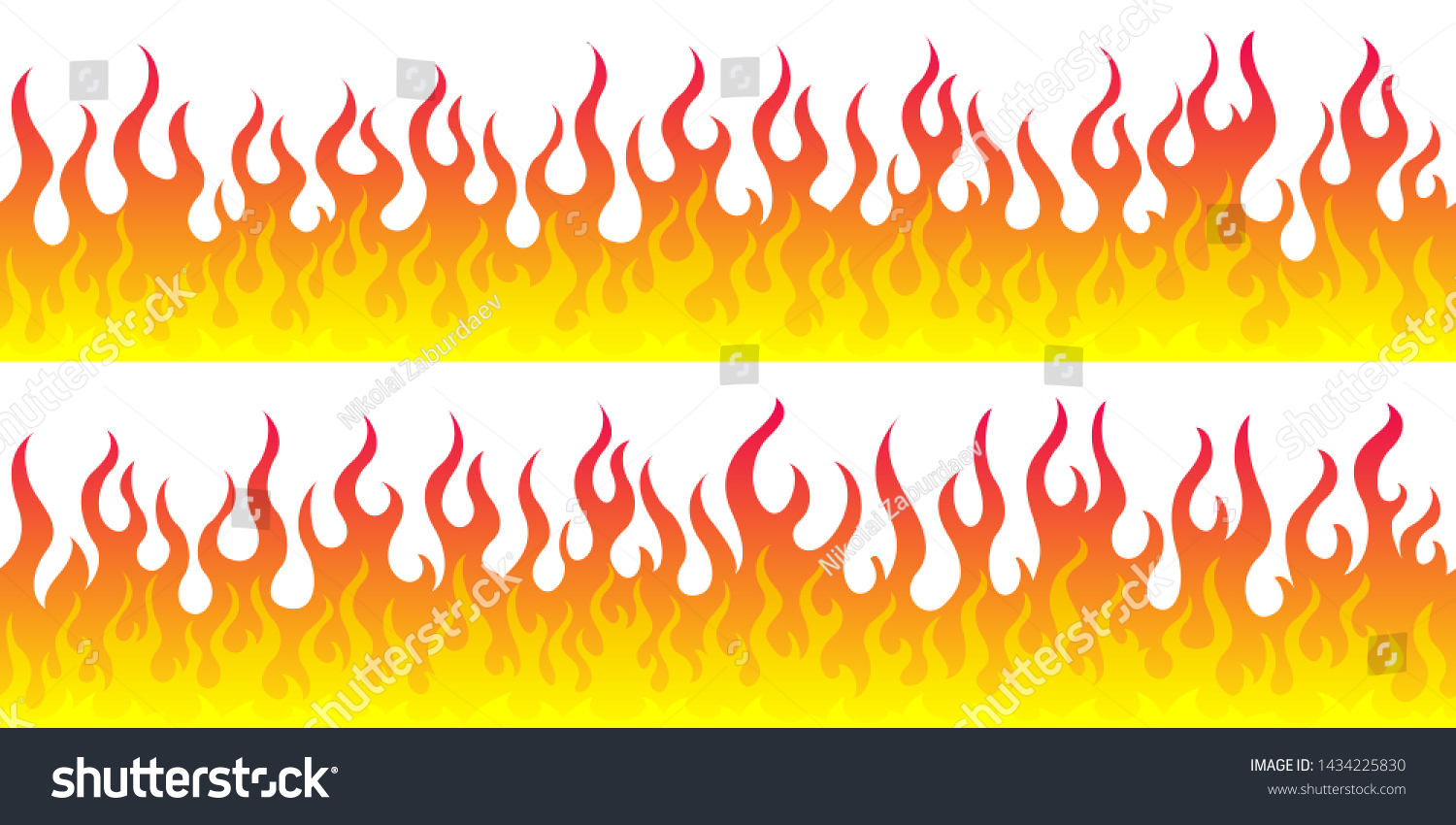Cartoon Fire Flame Frame Borders Seamless Stock Vector (Royalty Free ...