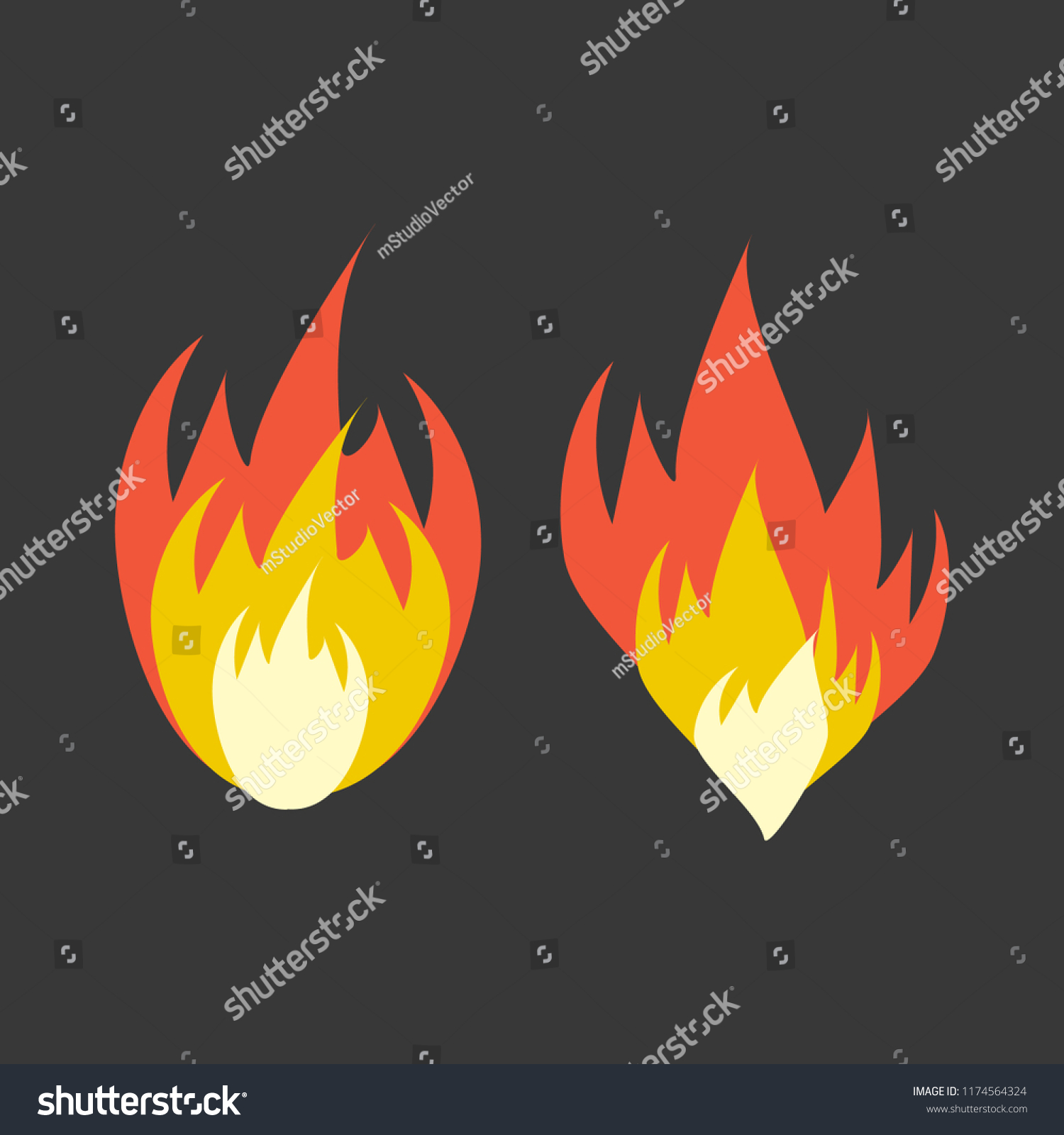 Cartoon Fire Flames Set Fire Flame Stock Vector (Royalty Free) 1174564324