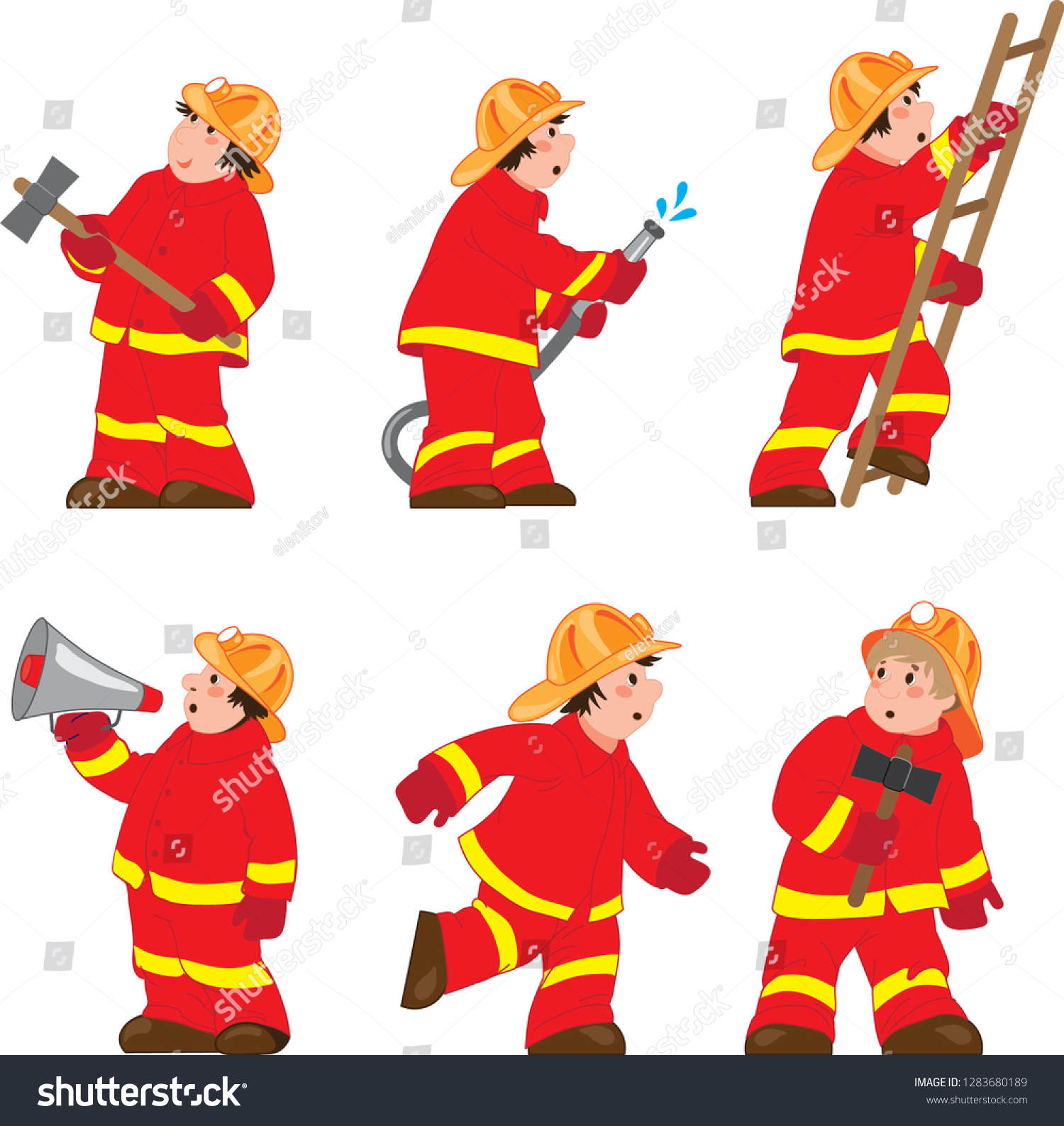 Cartoon Firefighters Work Stock Vector (Royalty Free) 1283680189