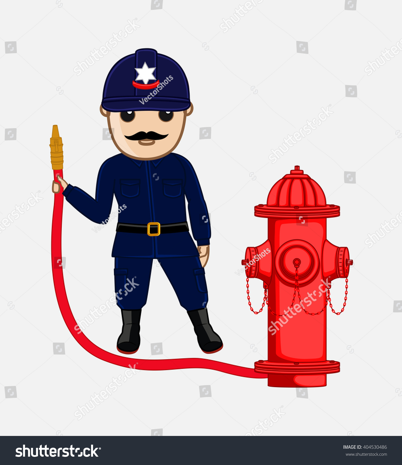 Cartoon Fireman Holding Hydrant Water Pipe Stock Vector (Royalty Free ...