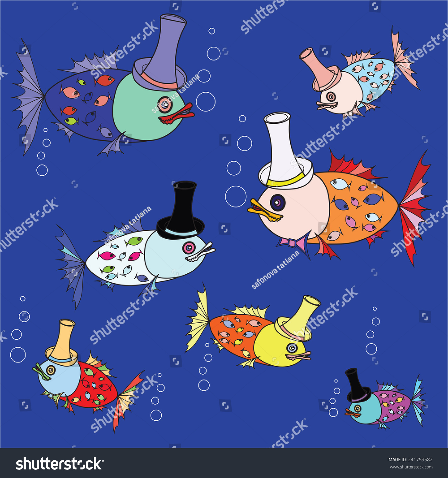 Cartoon Fish Background Vector Illustration Stock Vector (Royalty Free ...