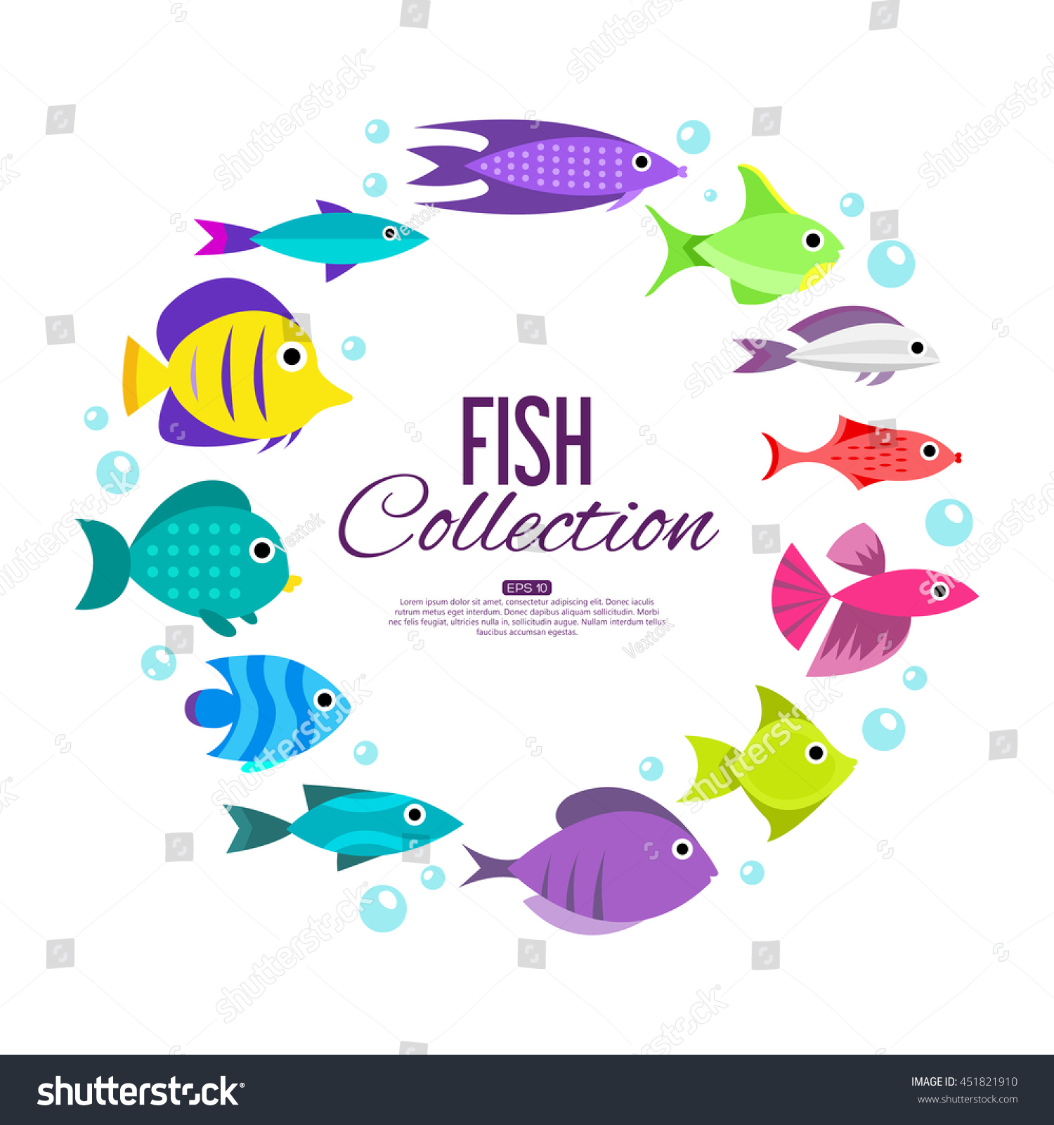 Cartoon Fish Collection Background 스톡 벡터(로열티 프리) 451821910 | Shutterstock