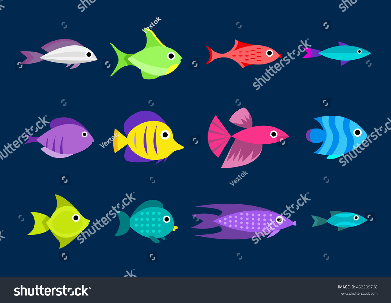 Fondo de la colección de peces: vector de stock (libre de regalías ...