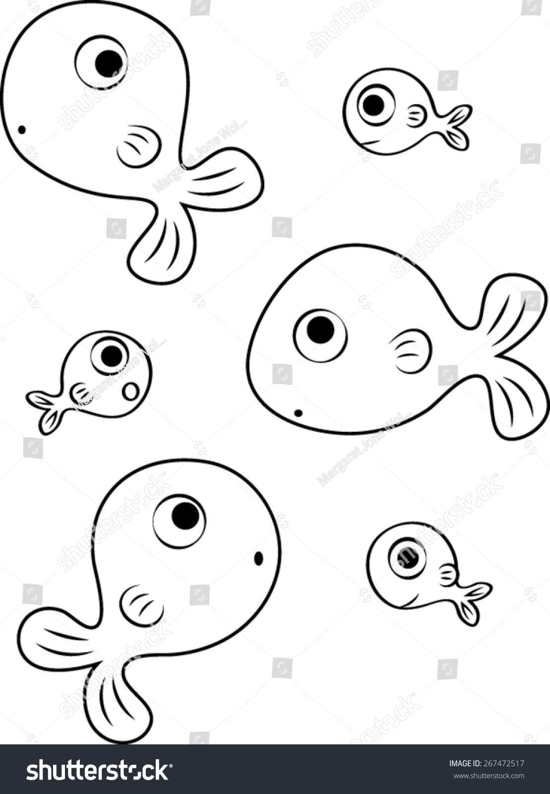 Cartoon Fish Outlines Vector Art Stock Vector (Royalty Free) 267472517