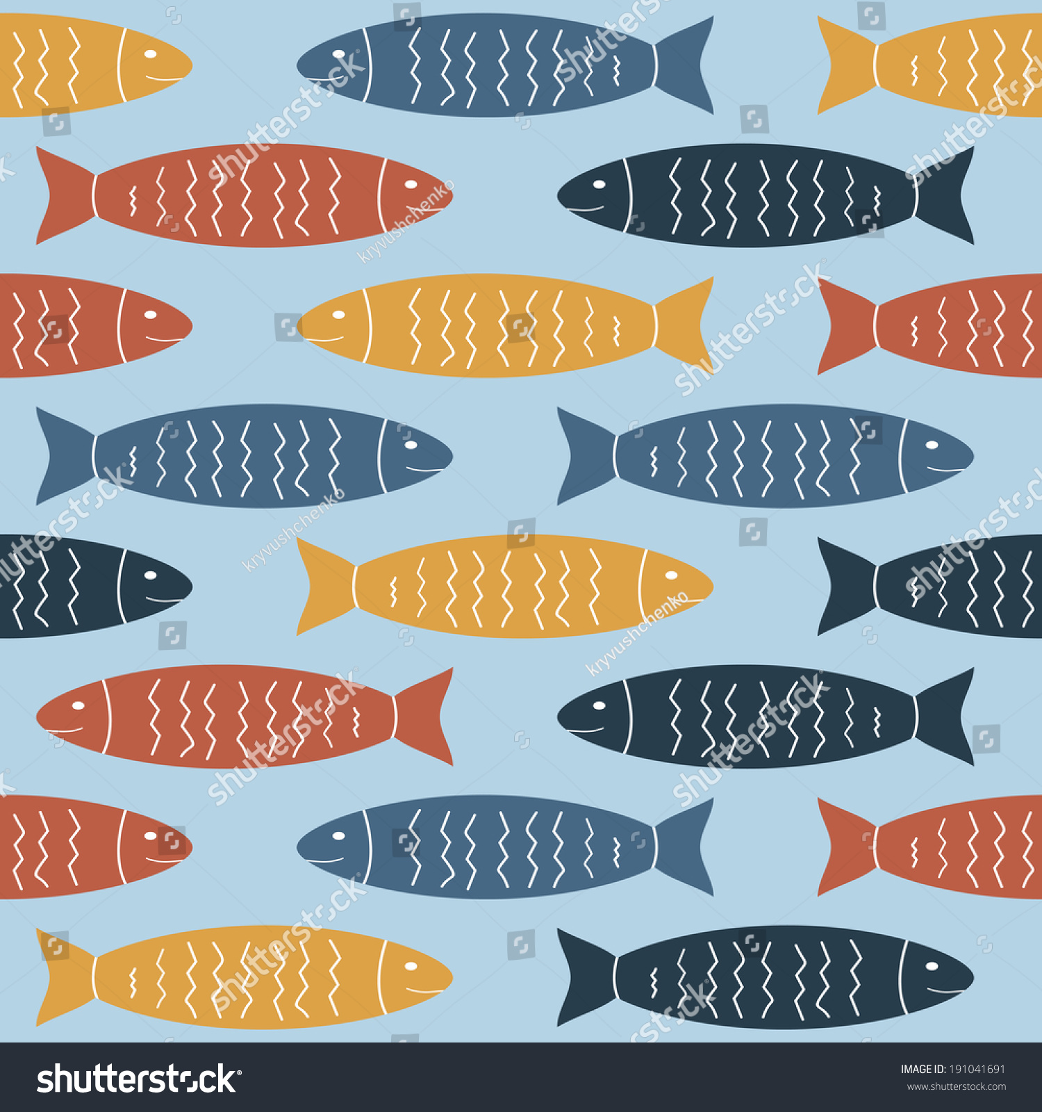 Cartoon Fish Seamless Background Vector Illustration Stock Vector ...