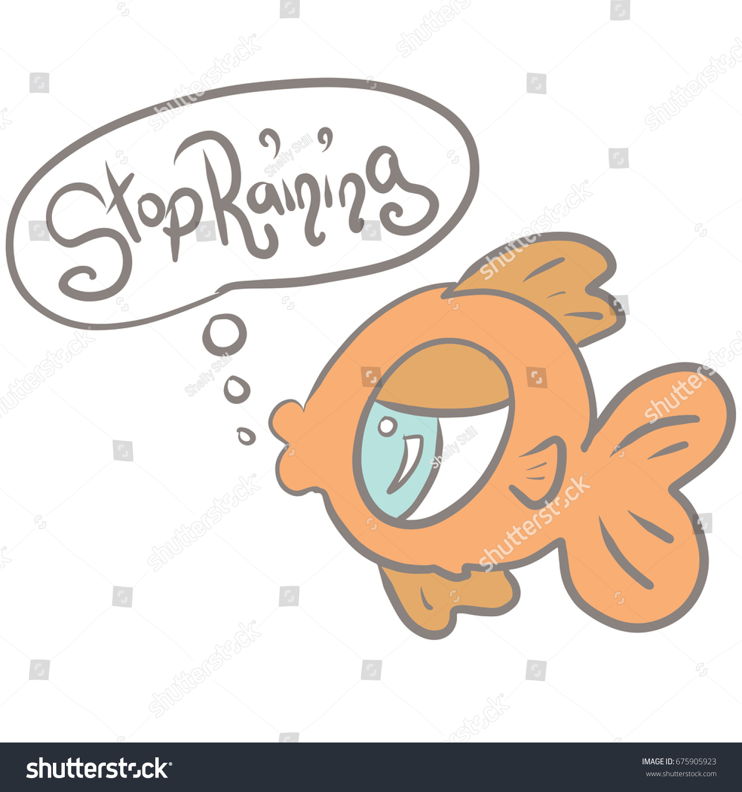 Cartoon Fish Stop Raining Illustration Vector Stock Vector (Royalty ...