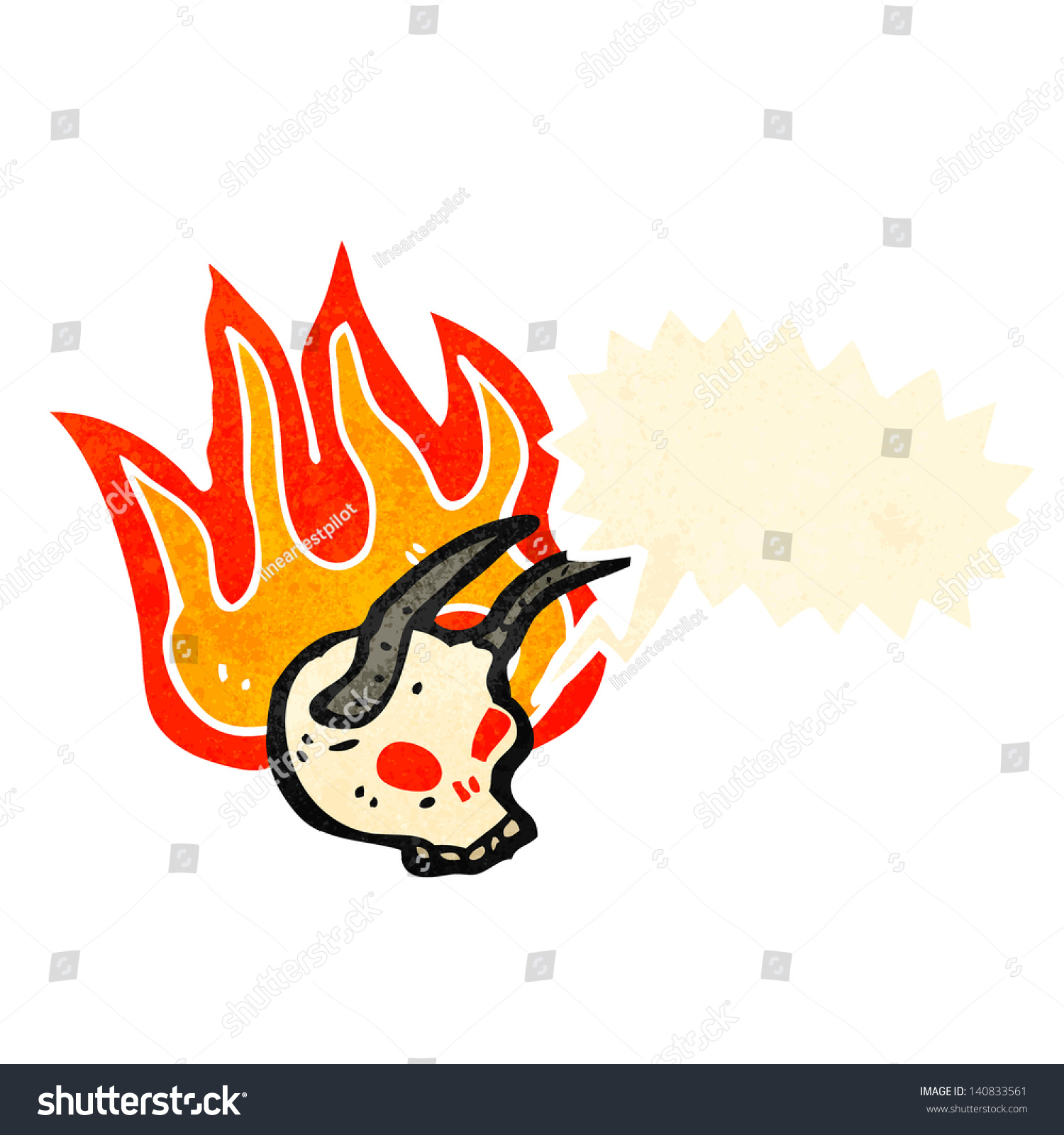 Cartoon Flaming Devil Skull Stock Vector (Royalty Free) 140833561 ...