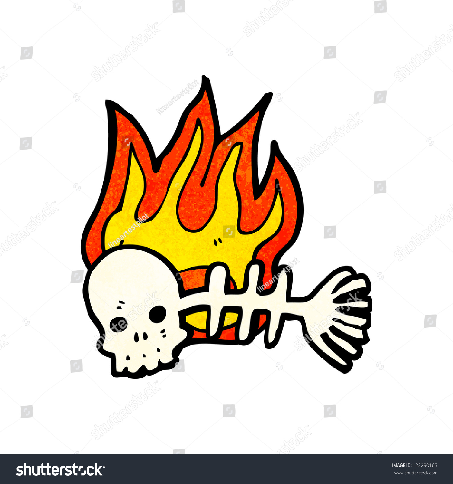 Cartoon Flaming Fish Bones Stock Vector (Royalty Free) 122290165