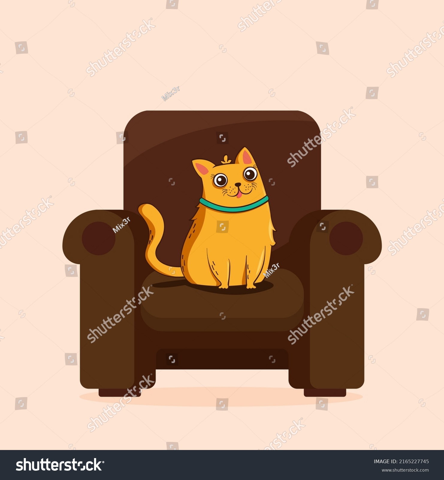 Cartoon Flat Vector Cat Cheer Stock Vector (Royalty Free) 2165227745 ...