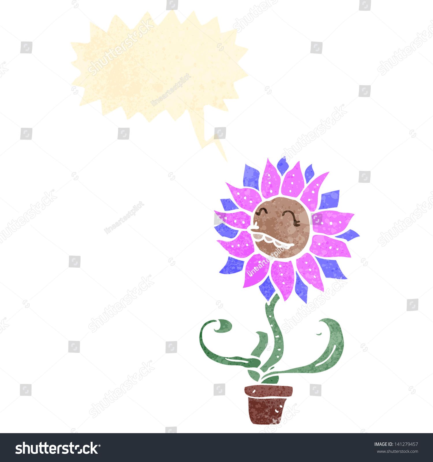 Cartoon Flower Face Stock Vector (Royalty Free) 141279457