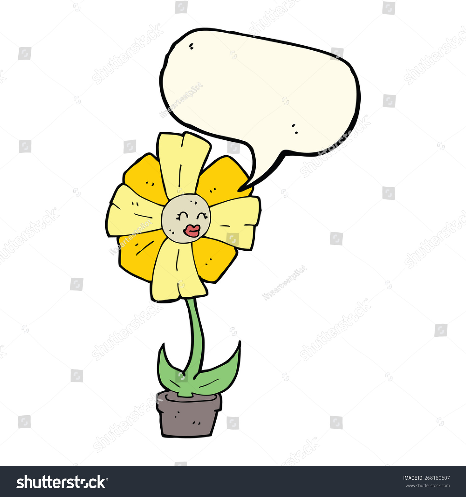 Cartoon Flower Speech Bubble Stock Vector (Royalty Free) 268180607 ...