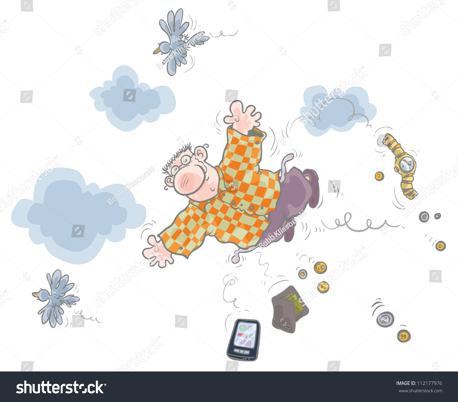 Cartoon Flying Man: vector de stock (libre de regalías) 112177976 ...