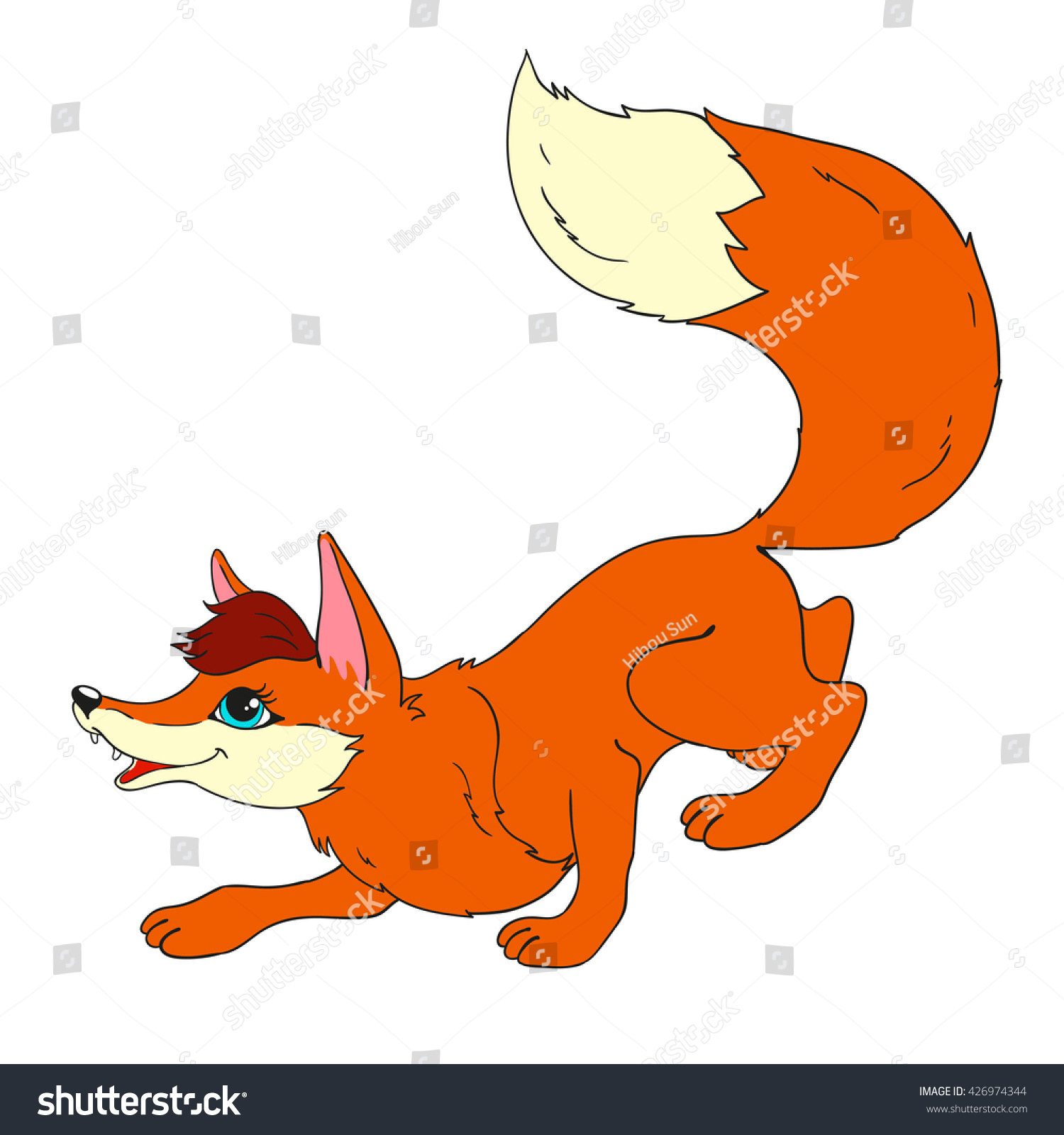 Cartoon Fox Character Sly Fox Vector: vector de stock (libre de ...