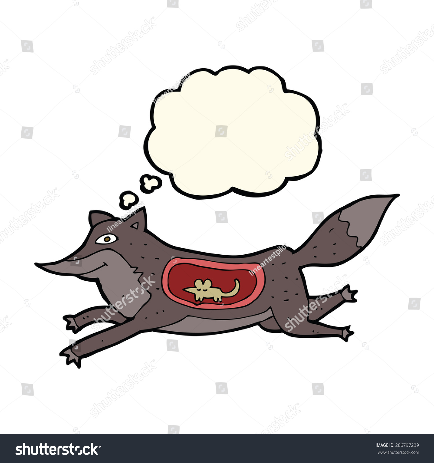 Cartoon Fox Eating Mouse Stock Vector (Royalty Free) 286797239