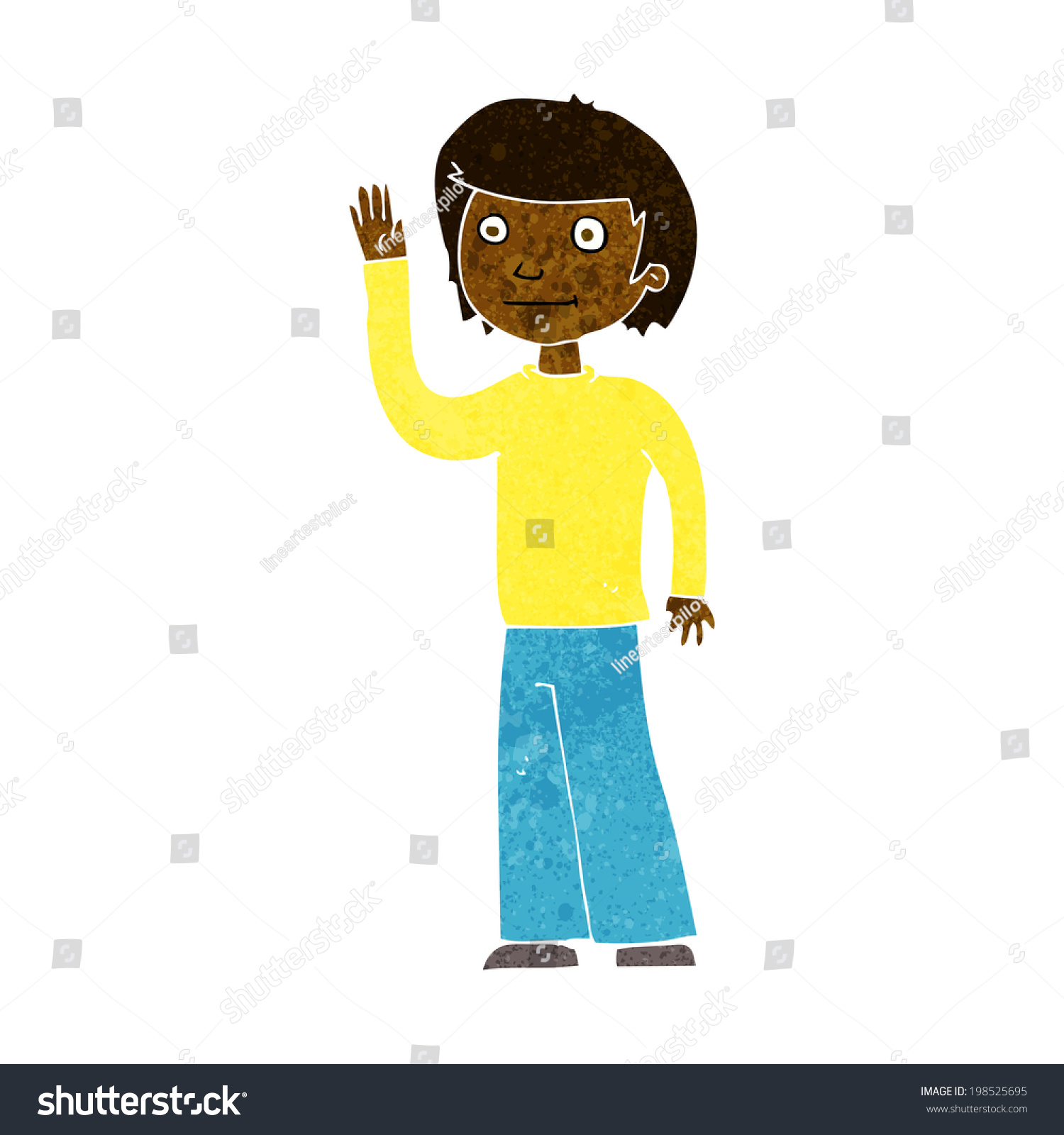 Cartoon Friendly Boy Waving Stock Vector (Royalty Free) 198525695 ...