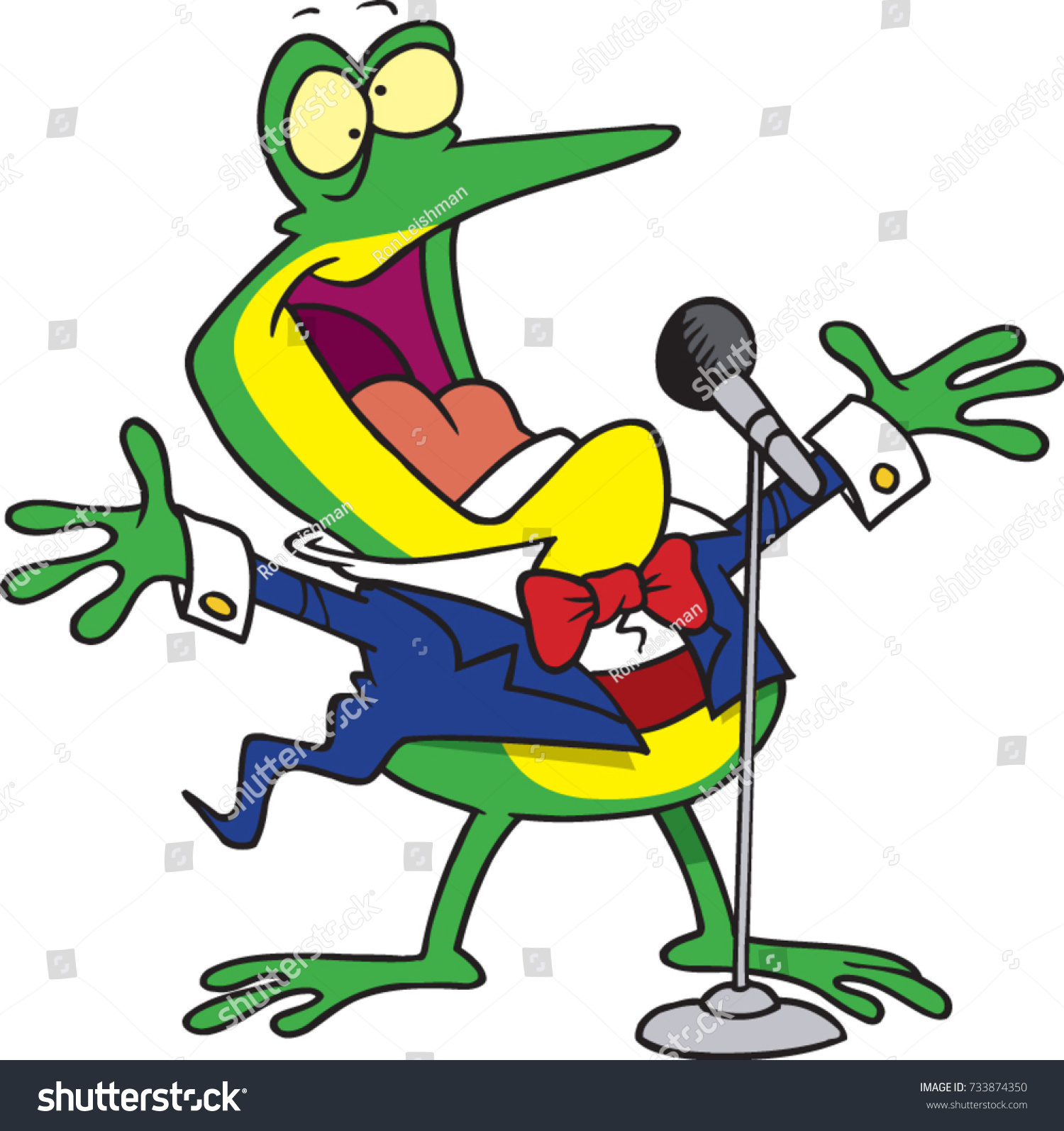 Cartoon Frog Singing Into Mic Stock Vector (Royalty Free) 733874350