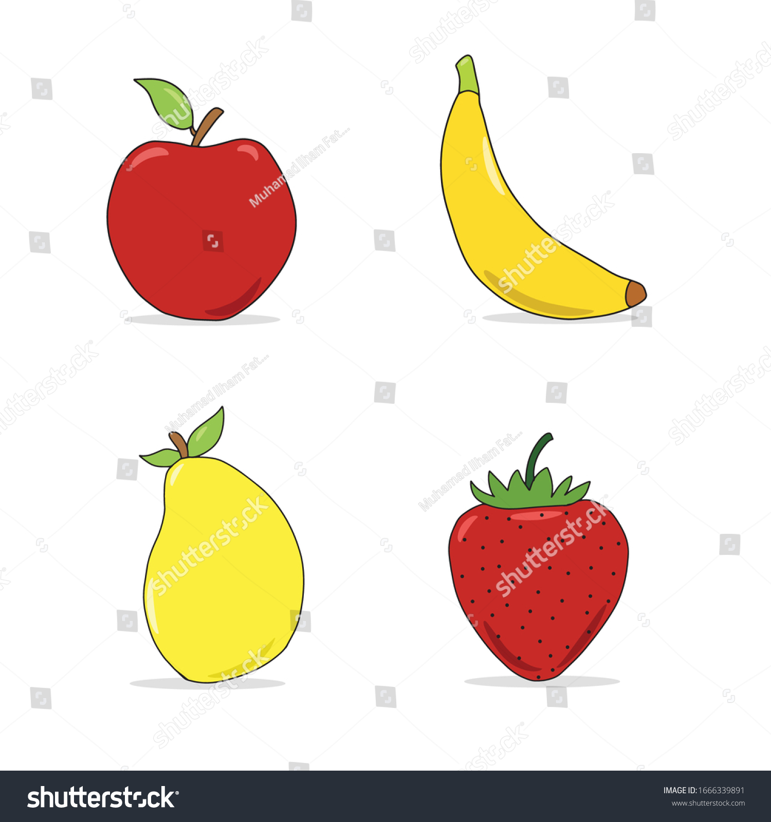 Cartoon Fruit Set Illustration Vector Stock Vector (Royalty Free ...