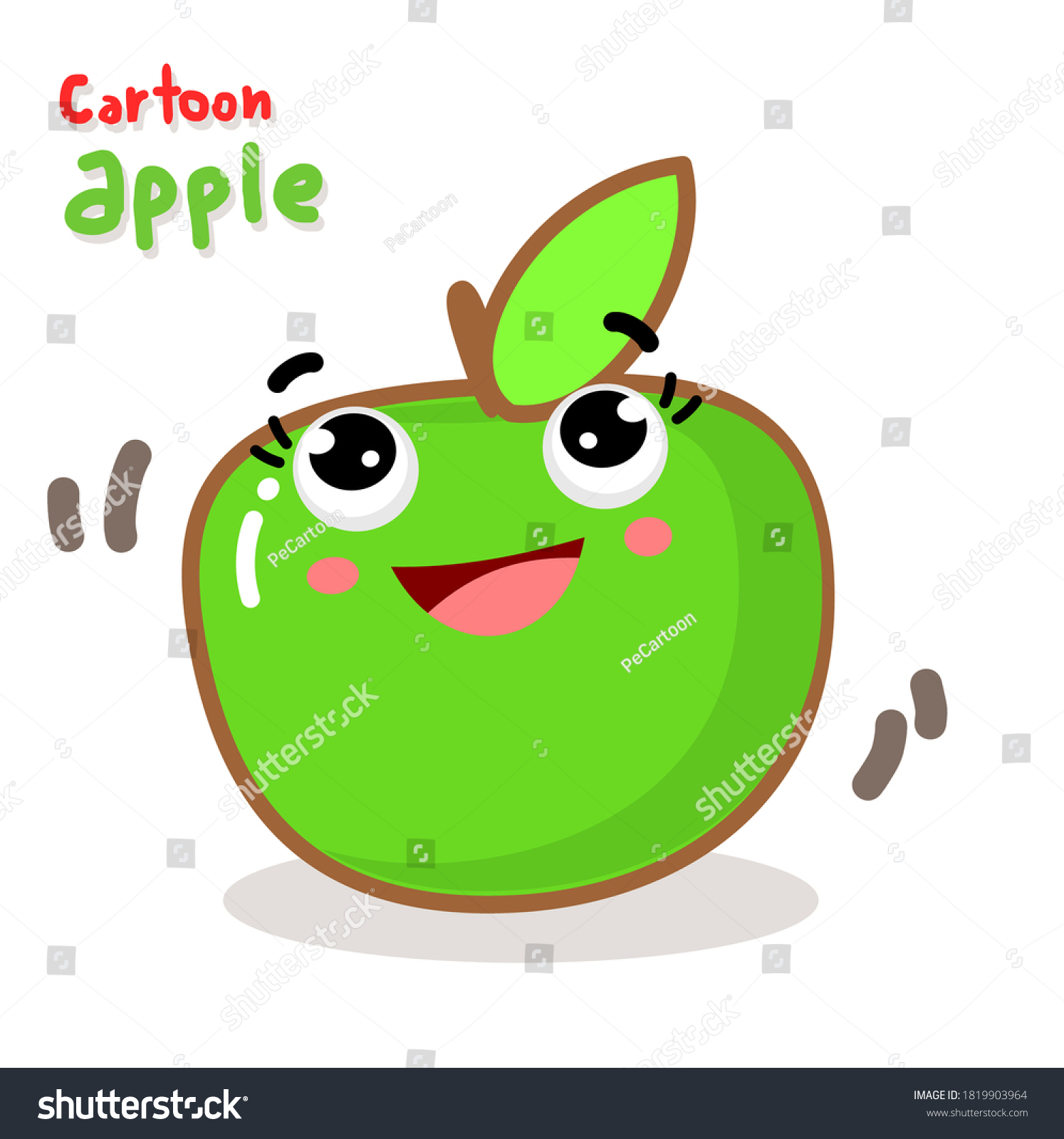 Cartoon Funny Apple Character Vector Stock Vector (Royalty Free ...