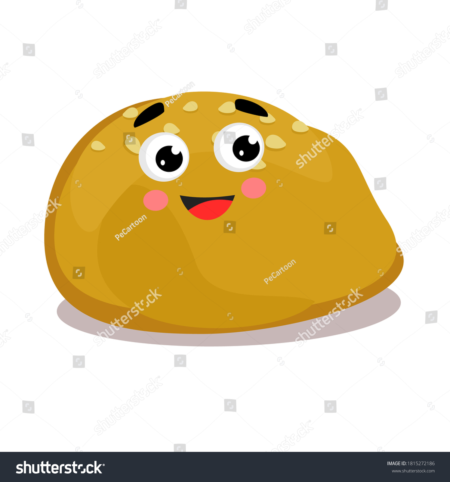 Cartoon Funny Burger Bun Vector Stock Vector (Royalty Free) 1815272186