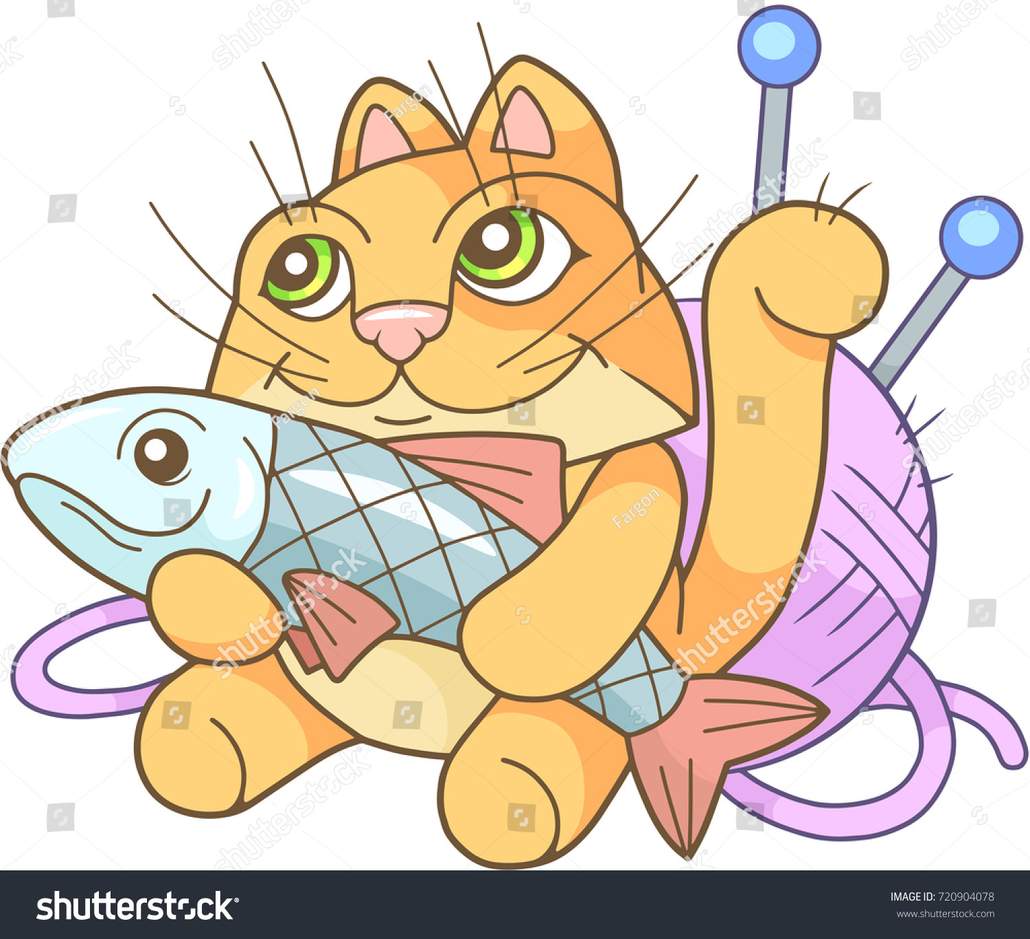 Cartoon Funny Cat Fish Stock Vector (Royalty Free) 720904078 | Shutterstock
