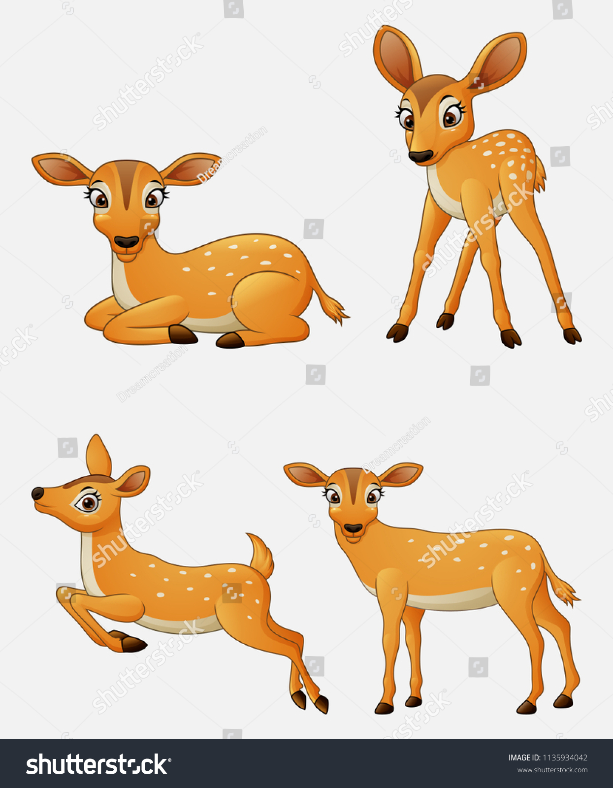 Cartoon Funny Deer Collection Set Stock Vector (Royalty Free ...