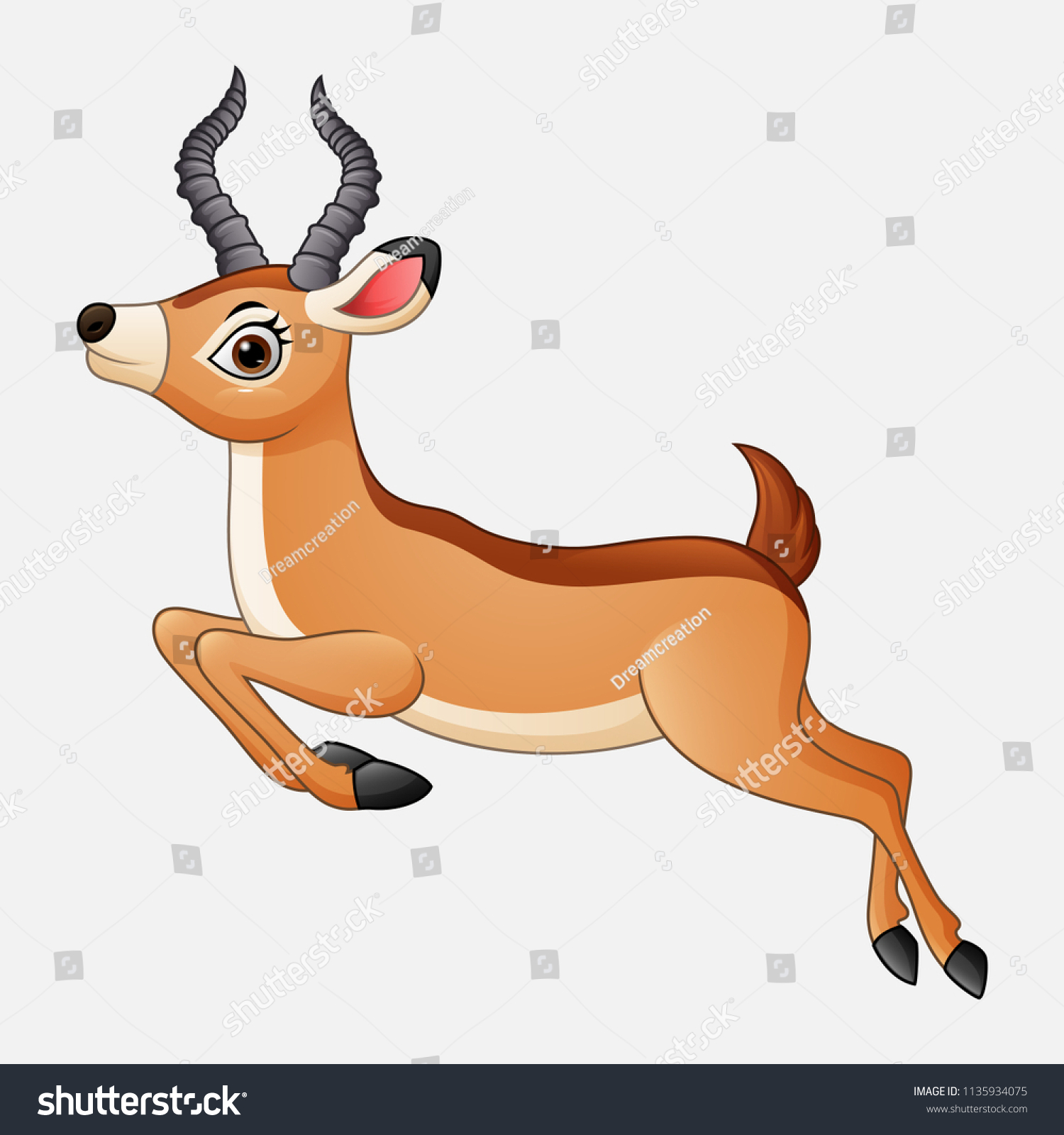 Cartoon Funny Impala Running Stock Vector (Royalty Free) 1135934075